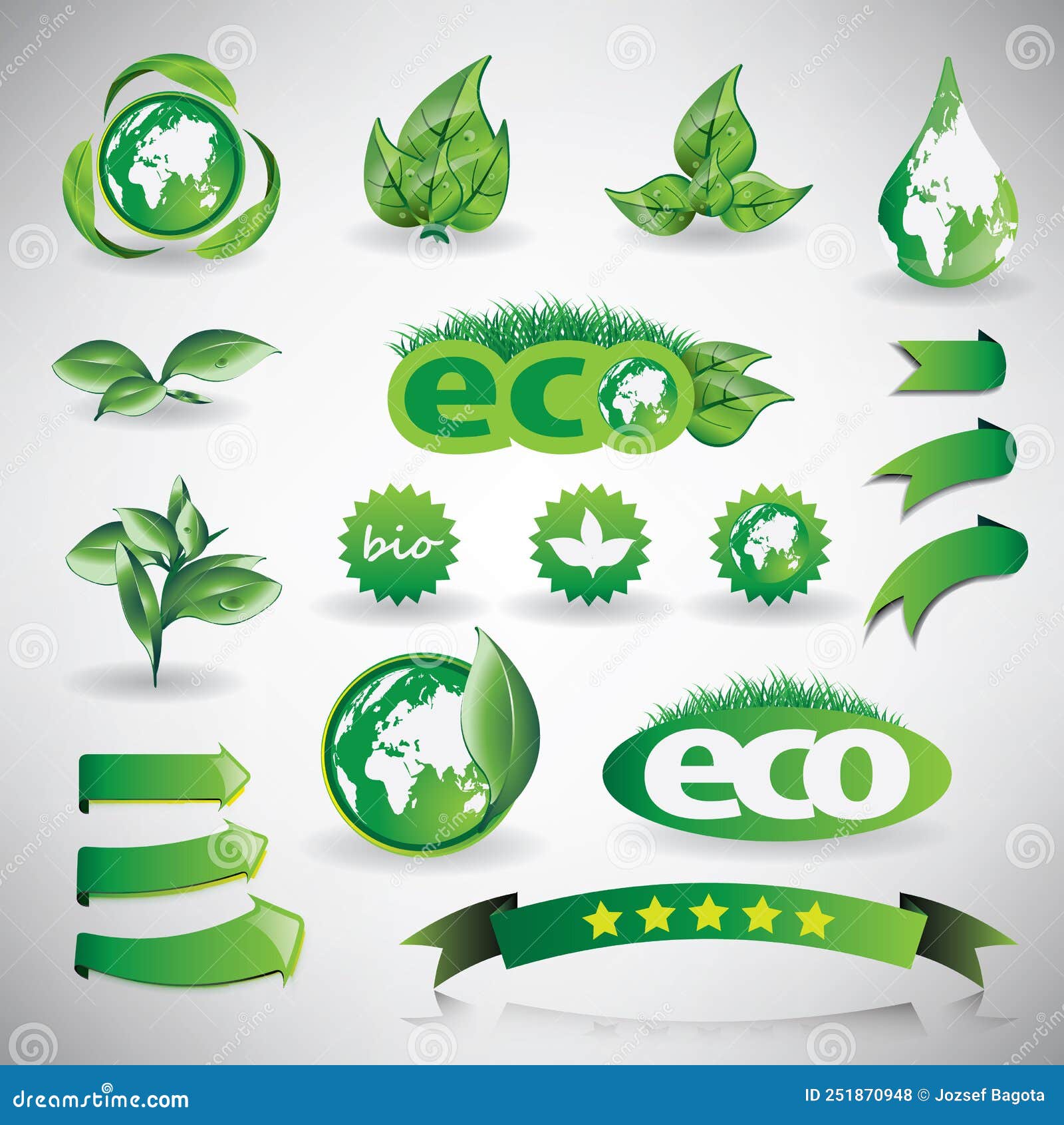 Green Eco Shiny Icons, Design Template Collection Stock Vector ...