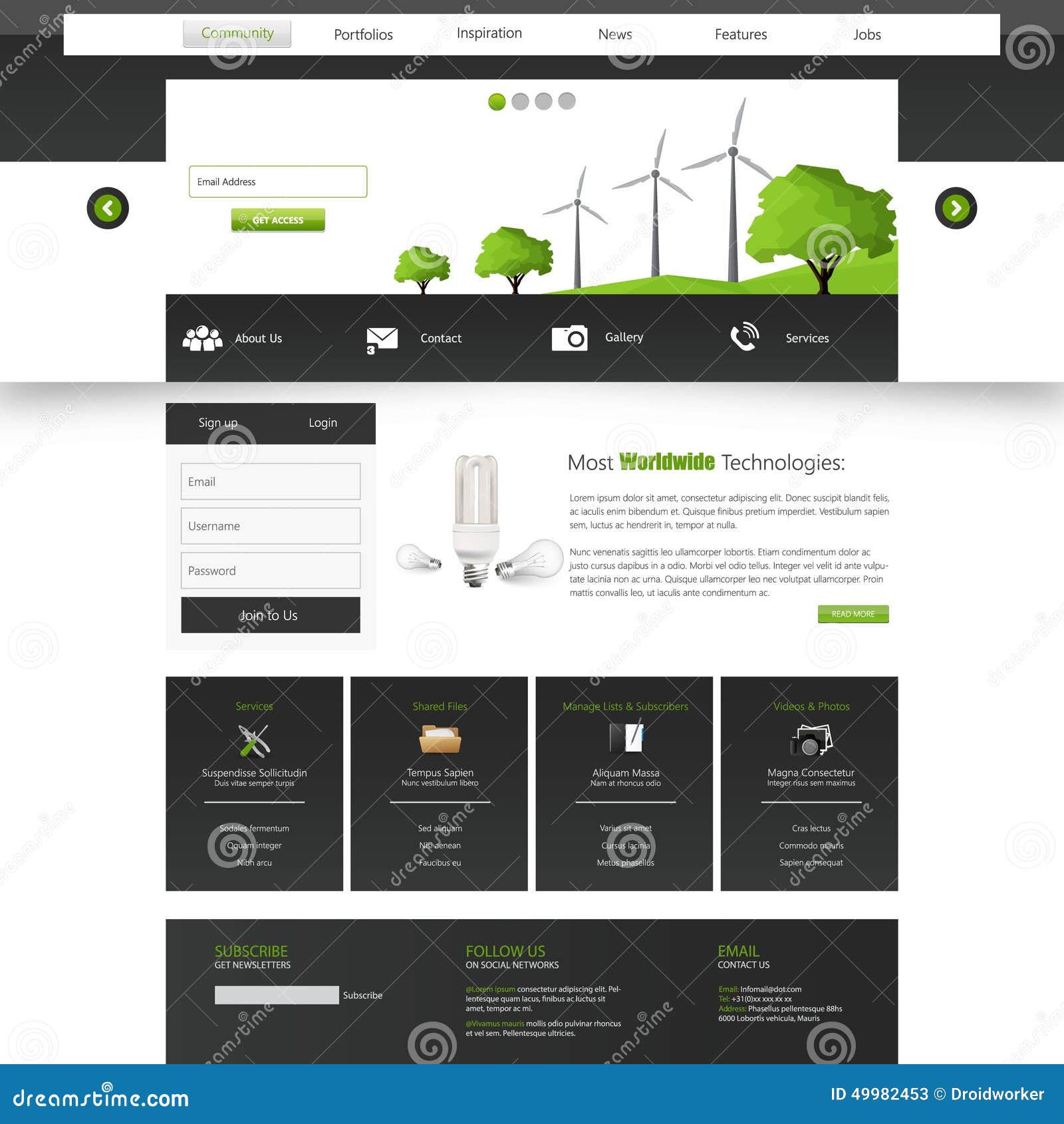 Green Eco Website Template stock vector. Illustration of page - 49982453