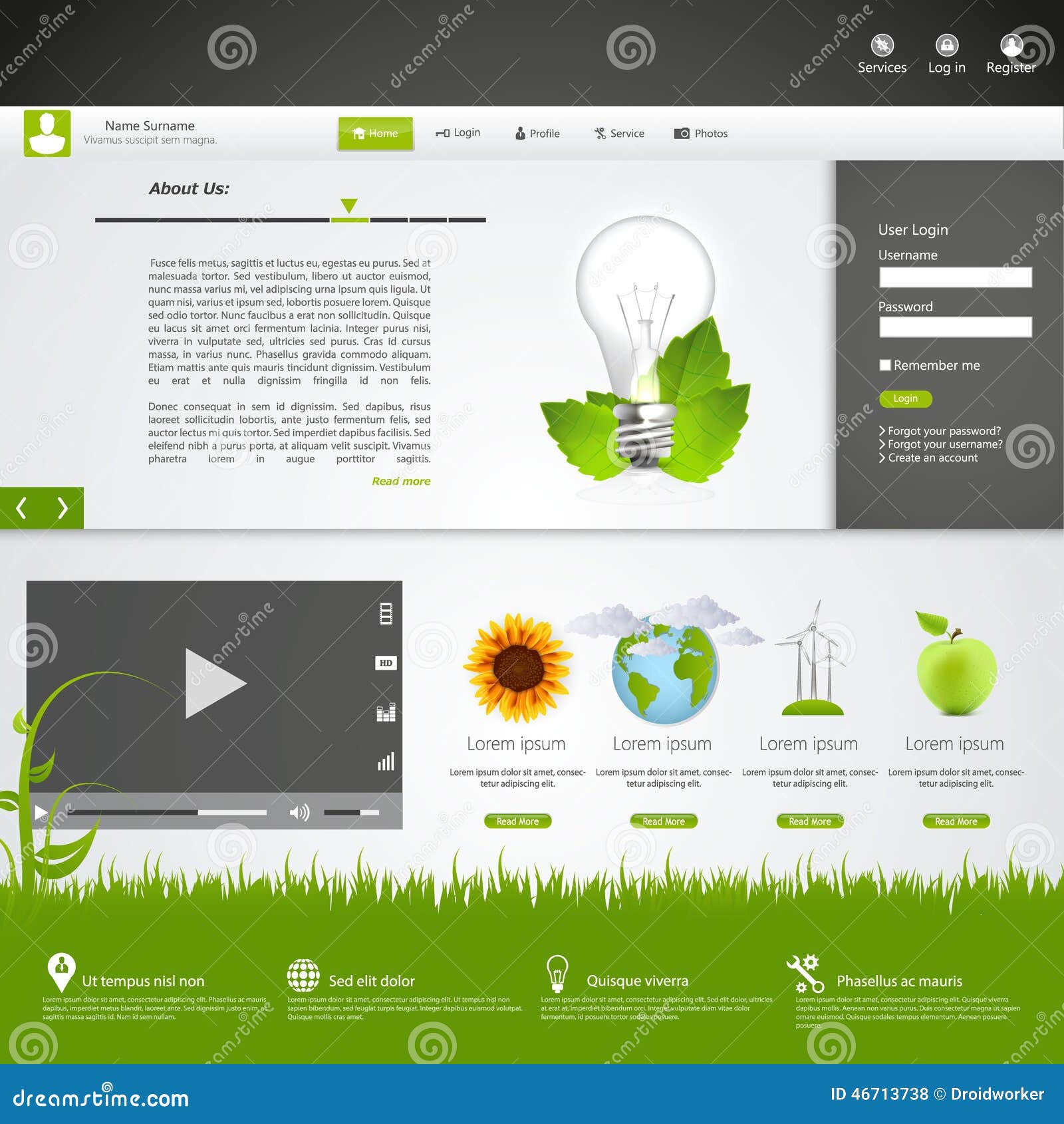 Green eco website template stock vector. Illustration of earth - 46713738