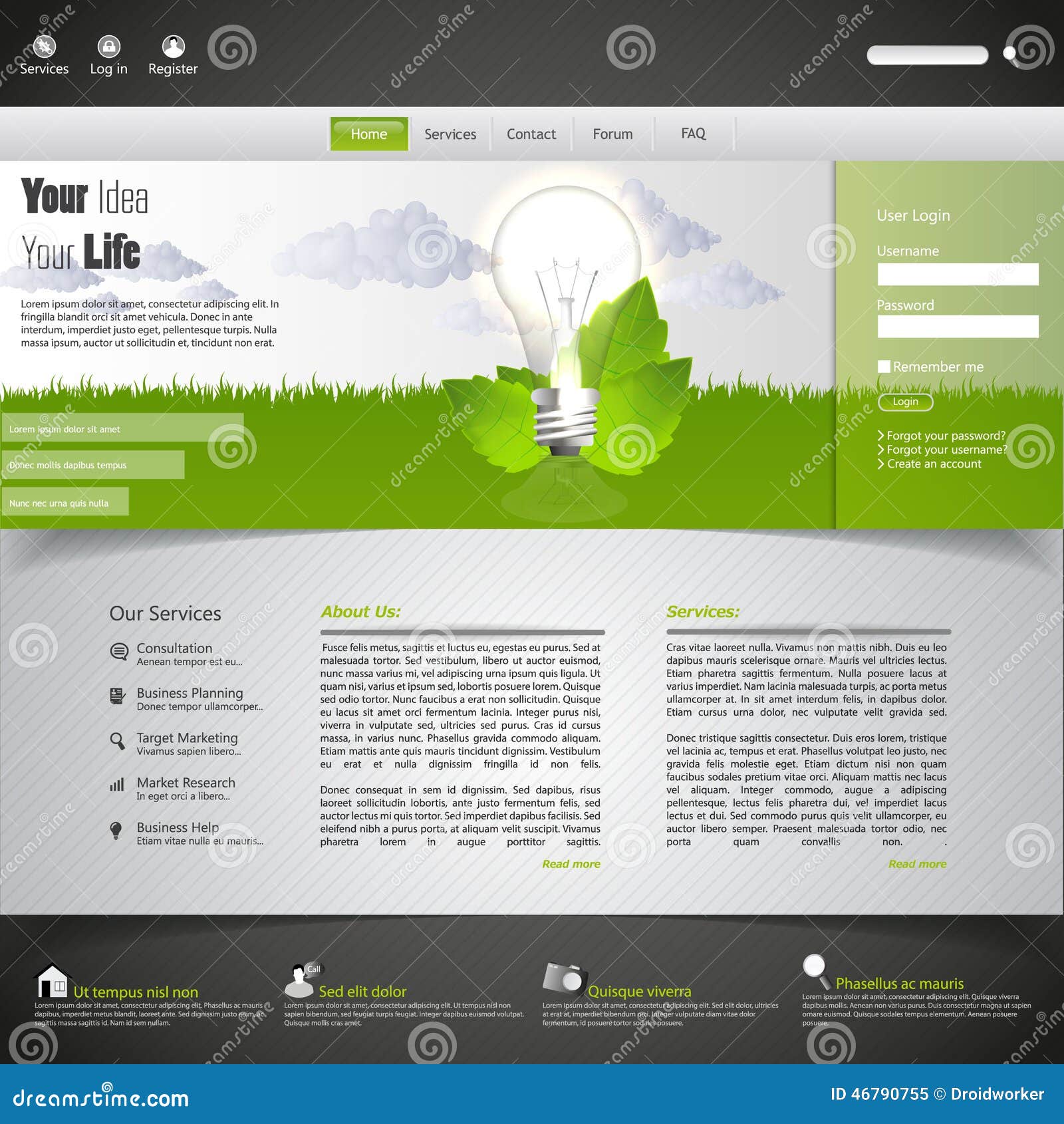 Green eco website template stock vector. Illustration of environmental ...