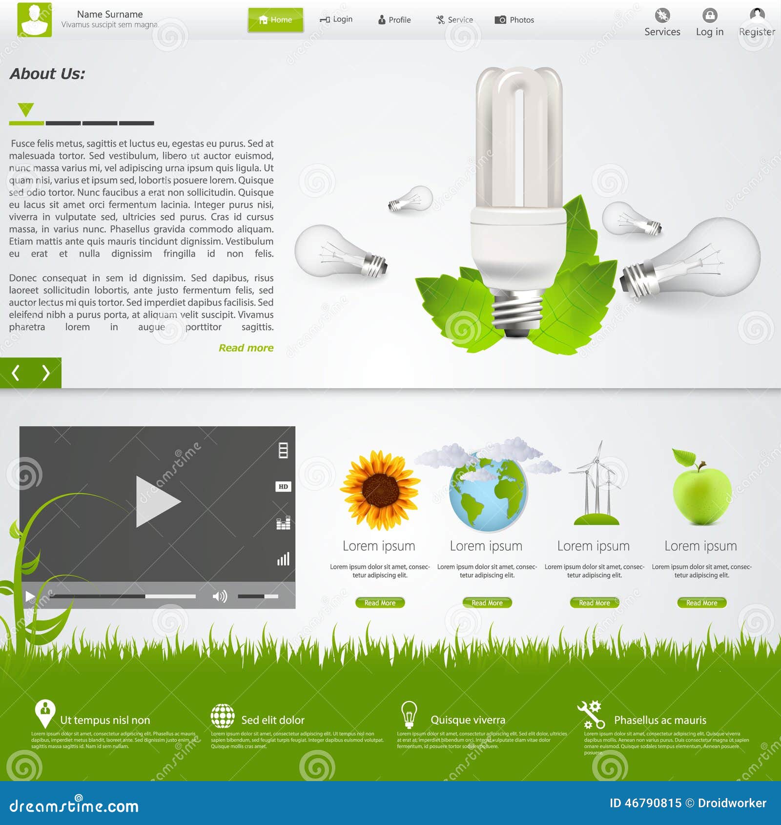 Green eco website template stock illustration. Illustration of earth ...
