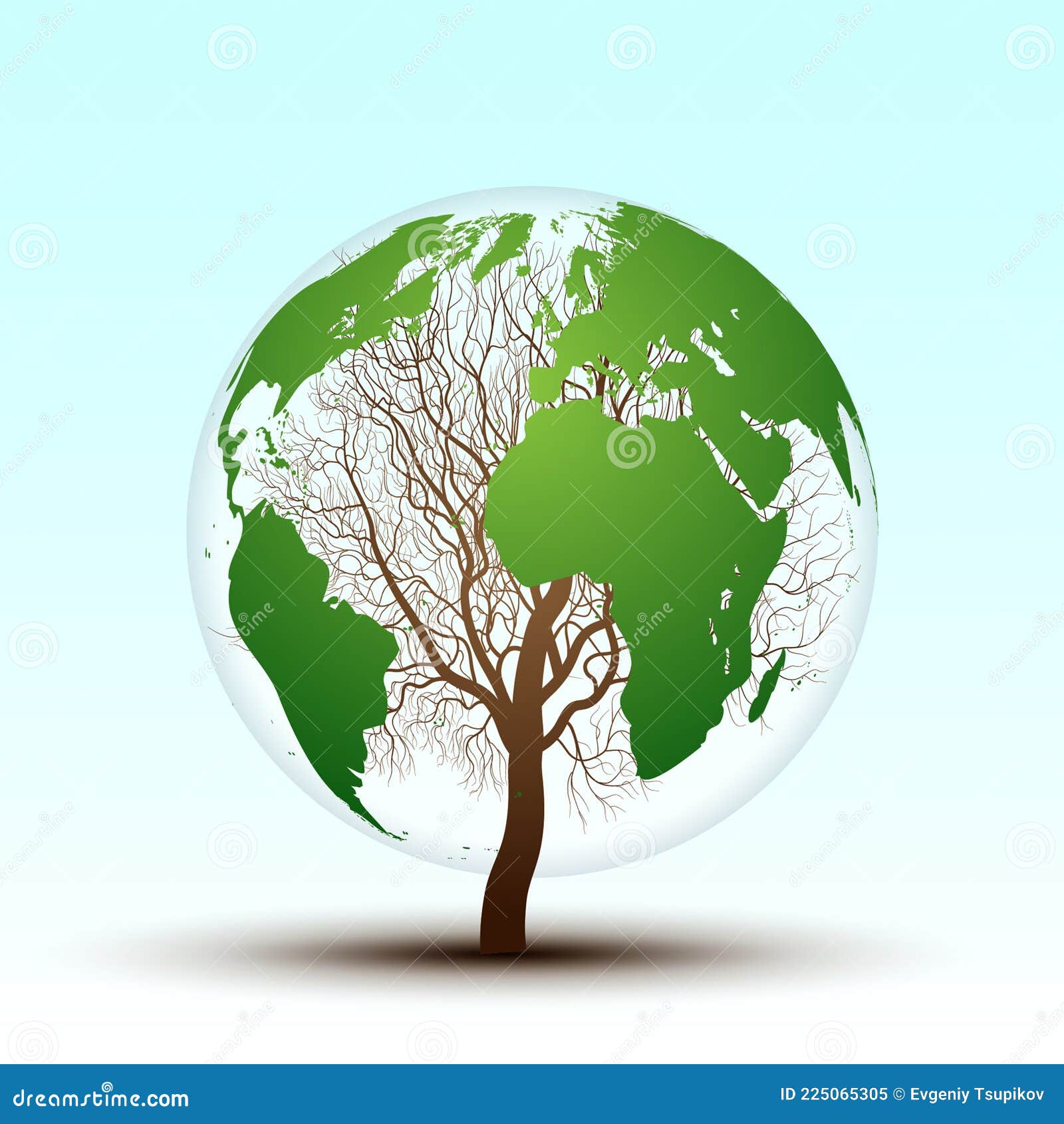 Green Ecological Background. the Globe is in the Shape of a Tree Stock ...