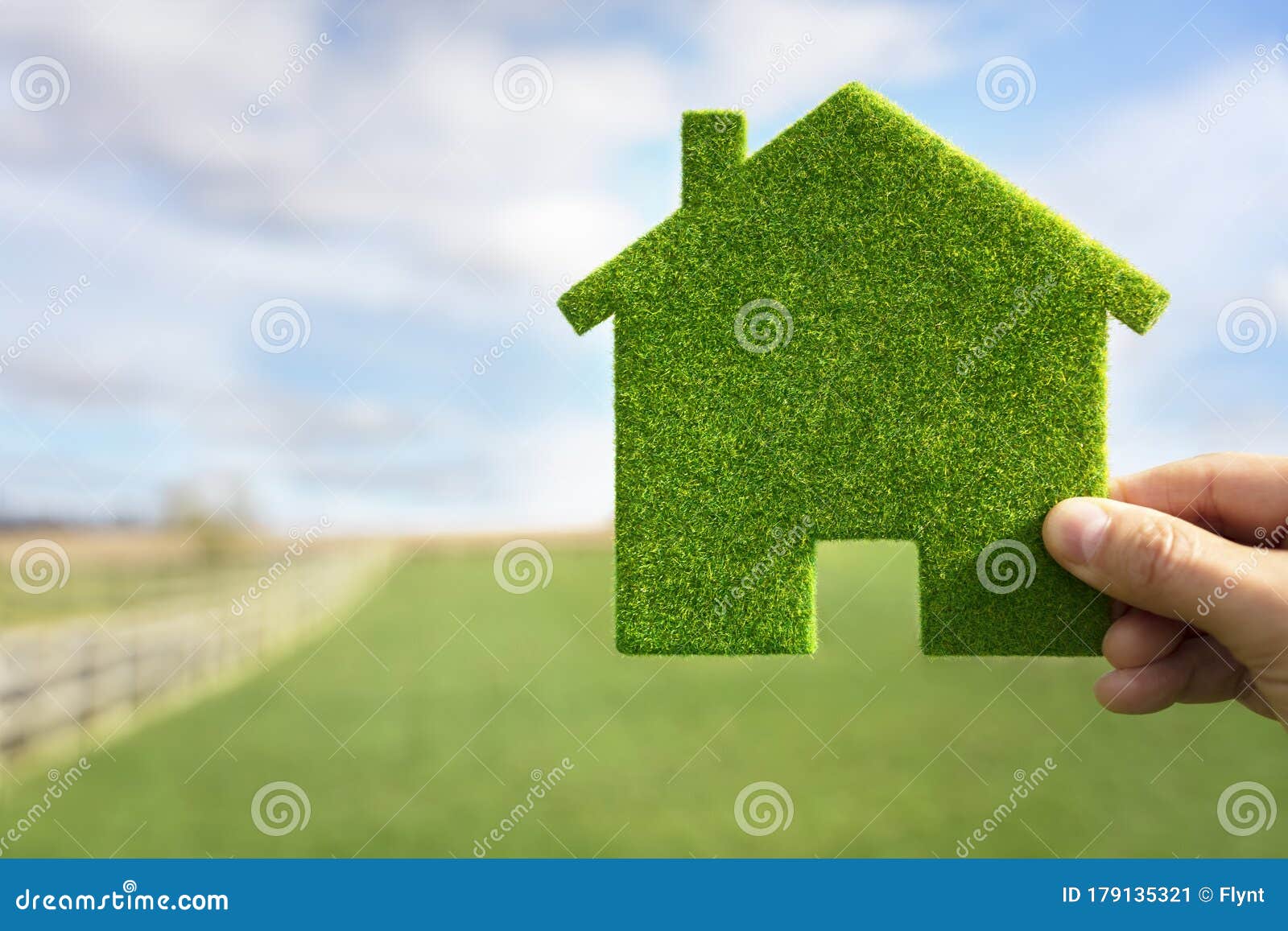 Green Ecological House in Empty Field Stock Image - Image of energy ...