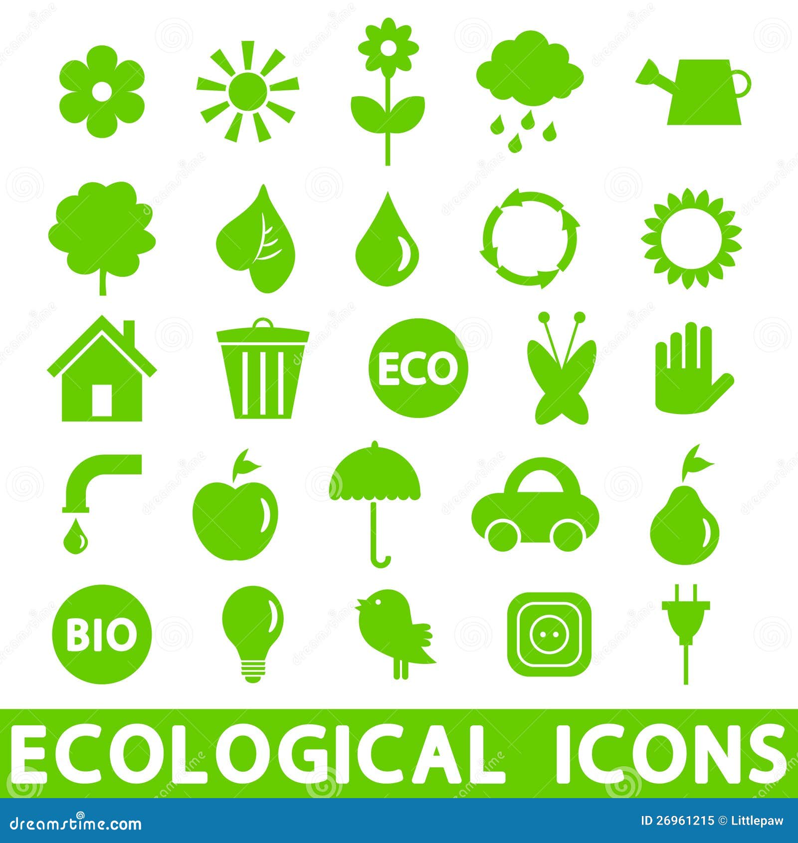Green ecological icons stock vector. Illustration of floral - 26961215