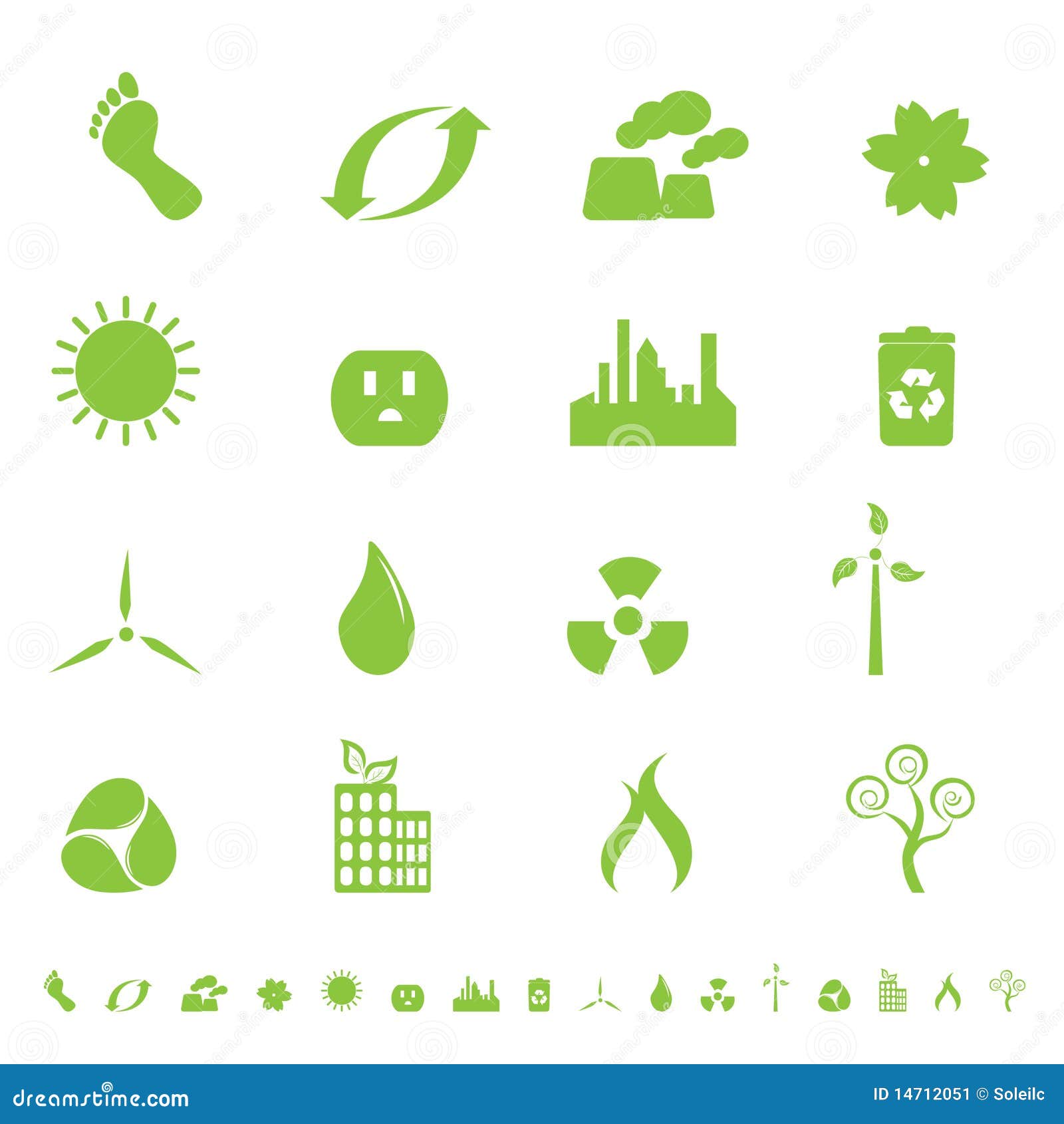 Green Ecology and Environment Symbols Stock Vector - Illustration of ...