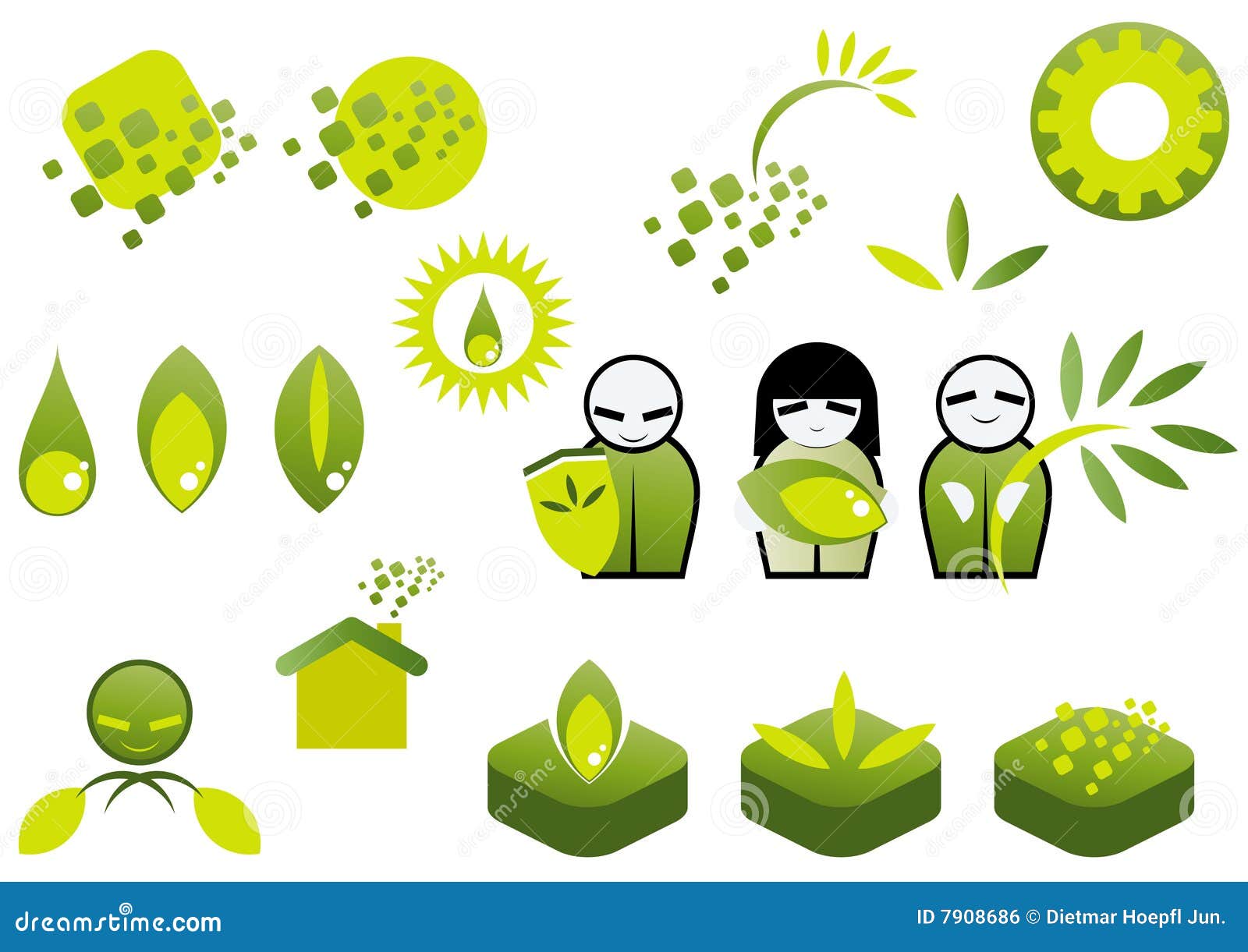 Green ecology icon set stock vector. Illustration of friendly - 7908686