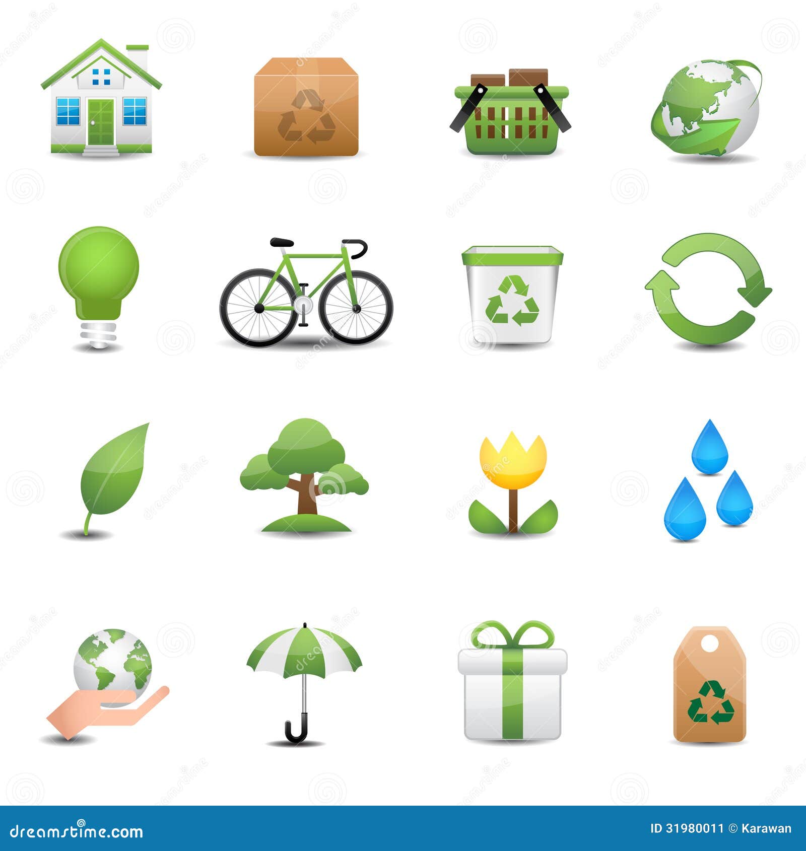 Green Ecology Icon Set stock vector. Illustration of environment - 31980011