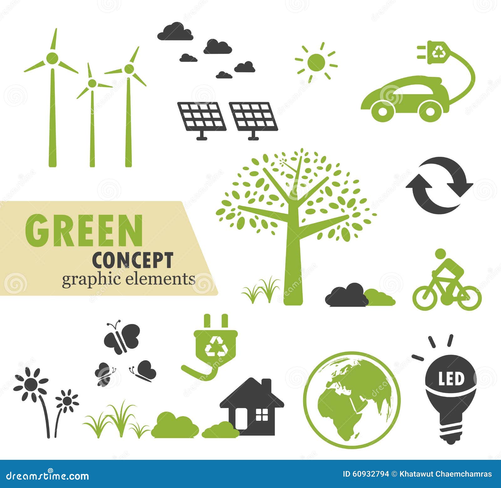 Green Ecology Icons Set for Green Concept Stock Vector - Illustration ...