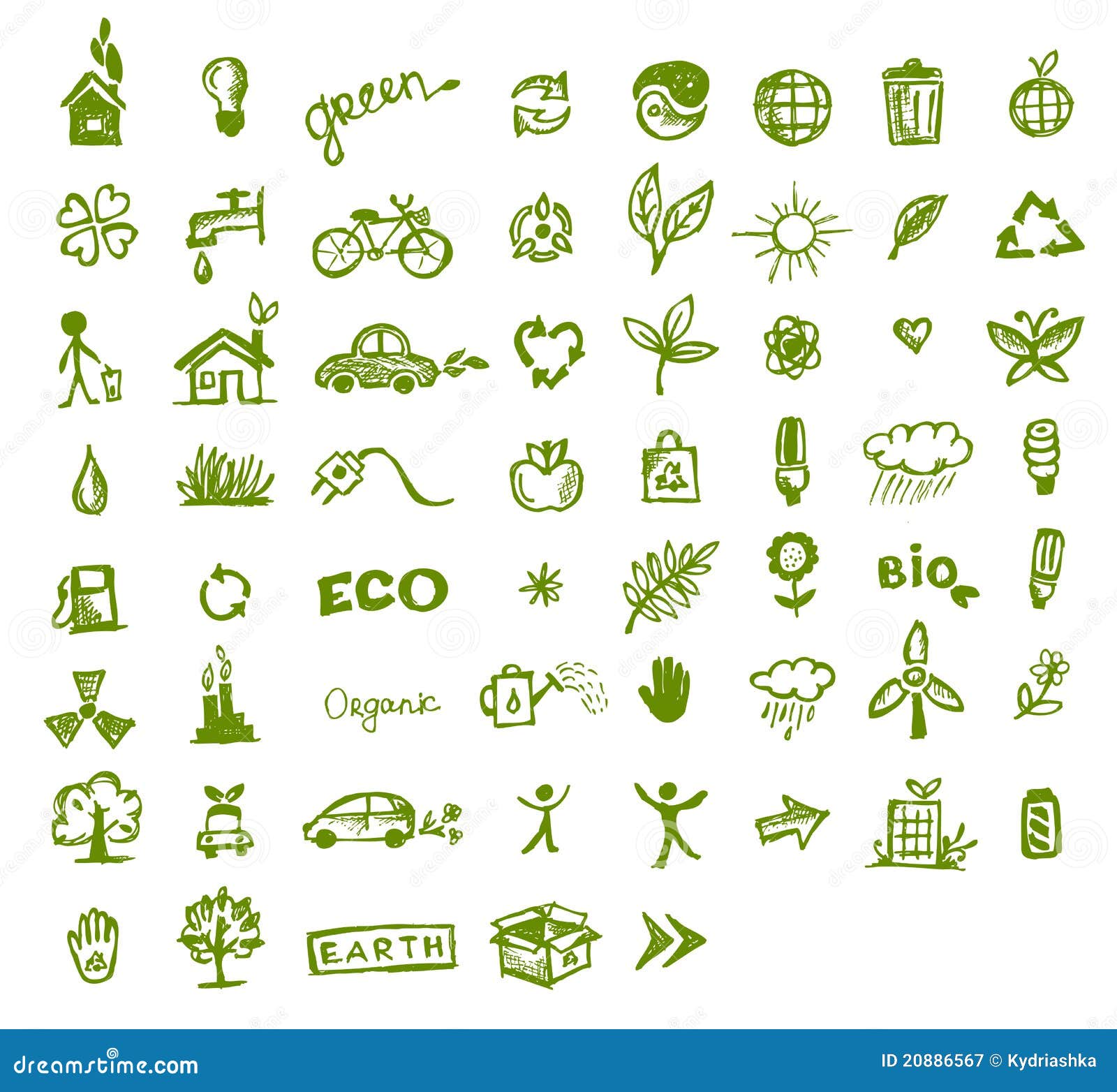 Green Ecology Icons for Your Design Stock Vector - Illustration of ...