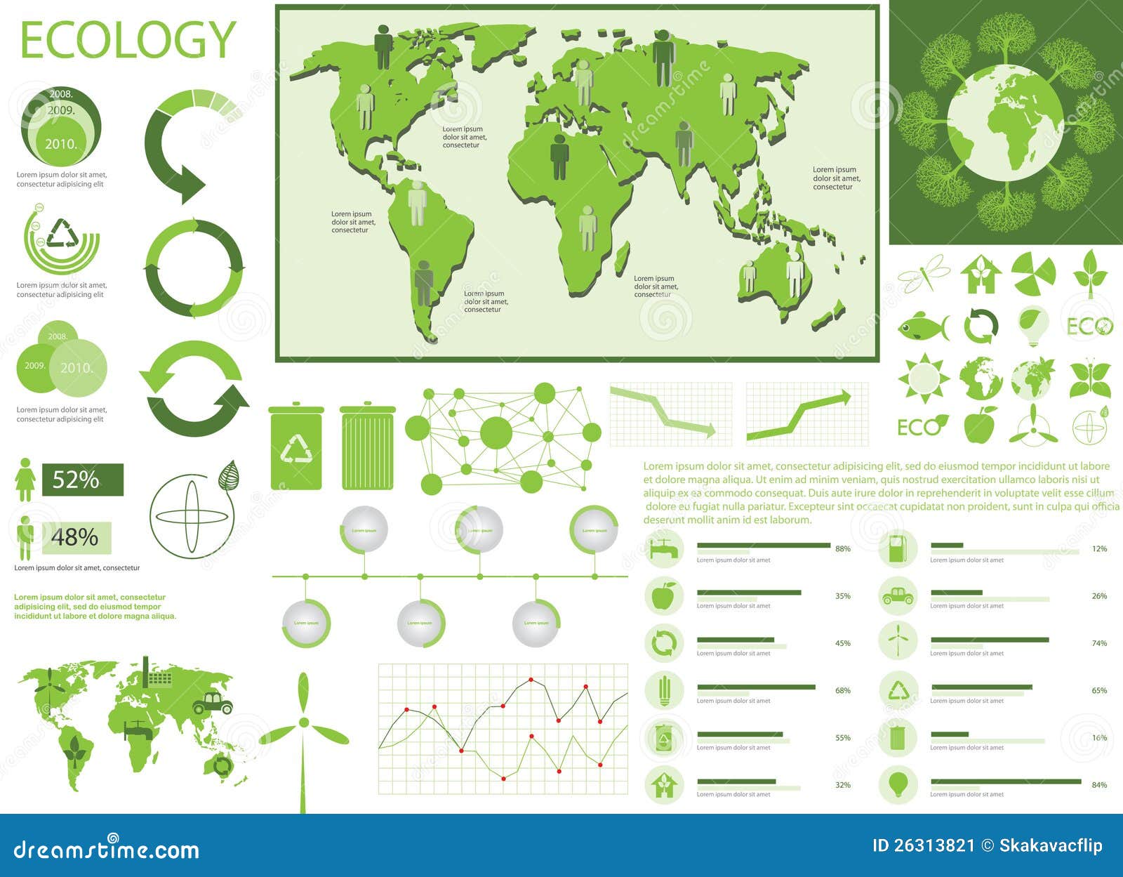 Green Ecology Info Graphics Stock Vector - Illustration of percent ...