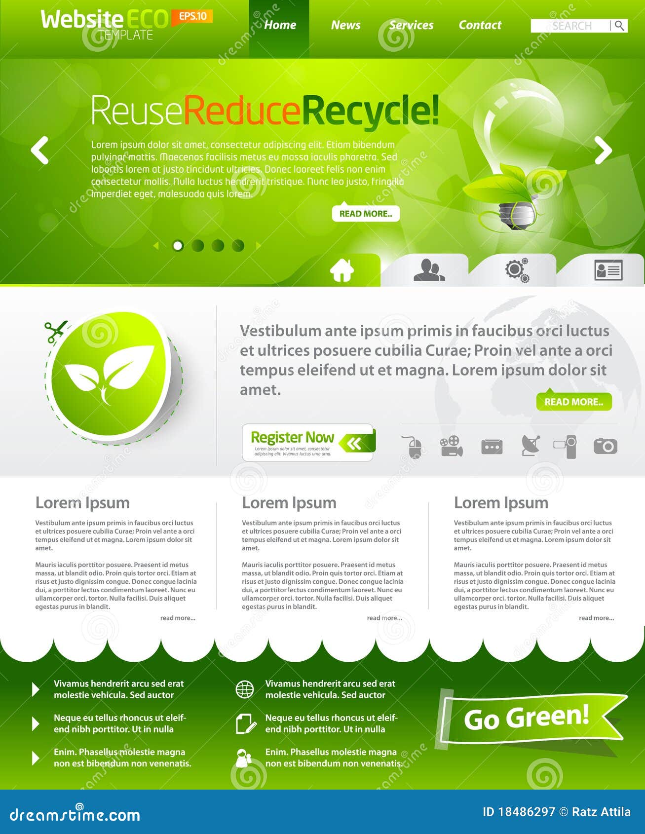 Green Ecology Web Template Layout Stock Vector - Illustration of ...