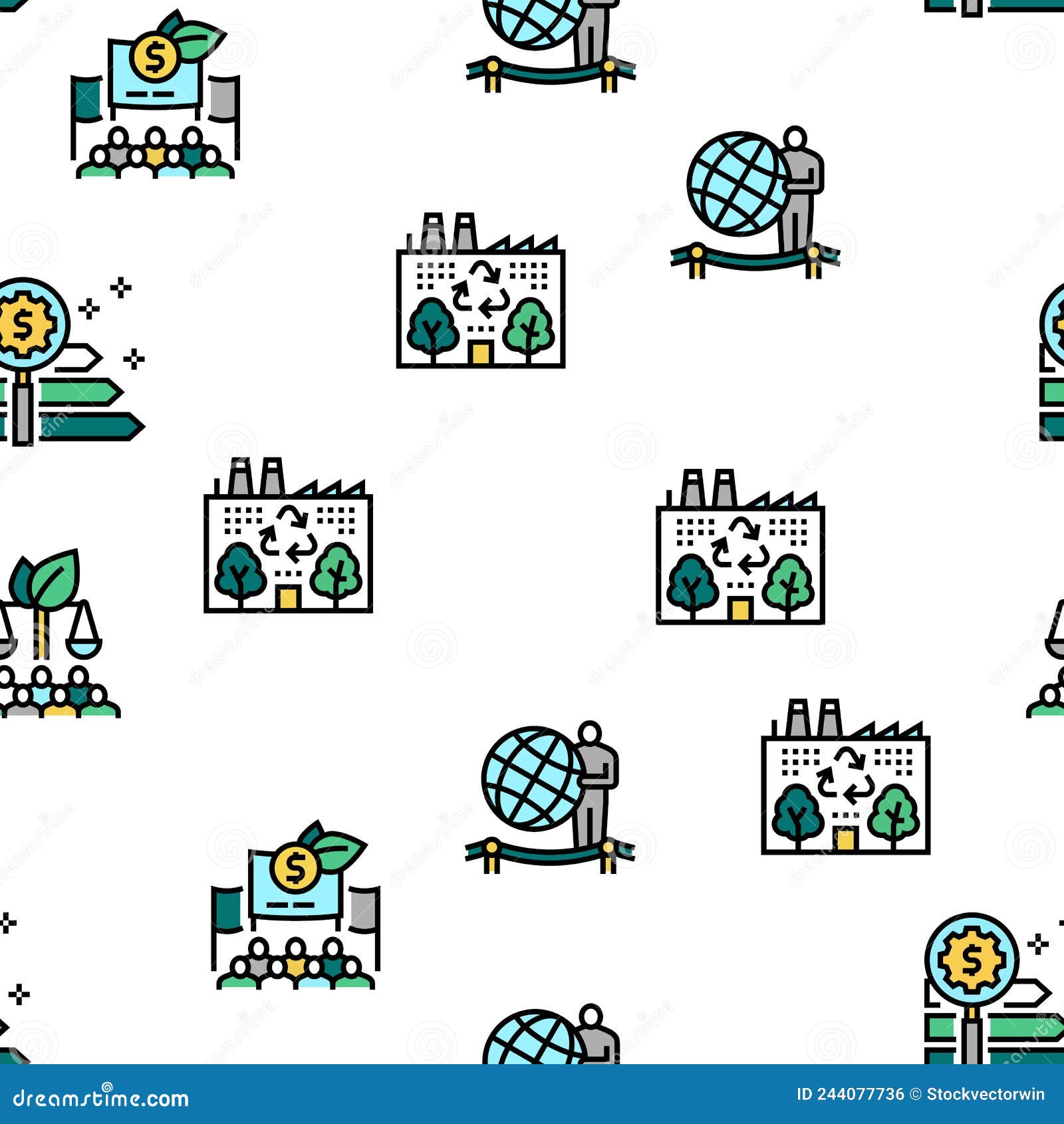 Green Economy Industry Vector Seamless Pattern Stock Illustration ...