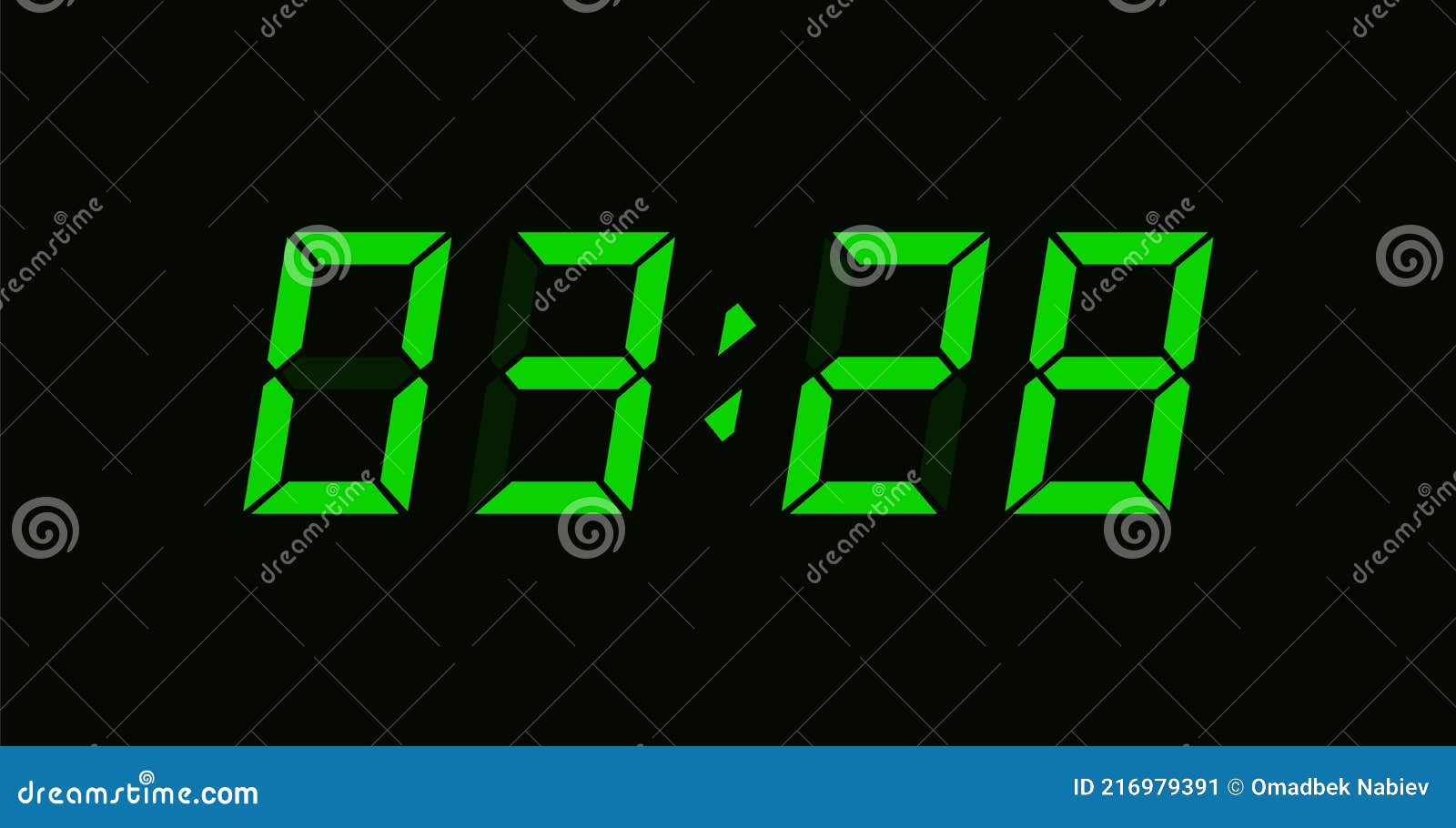 Green editable digit clock stock vector. Illustration of modern - 216979391