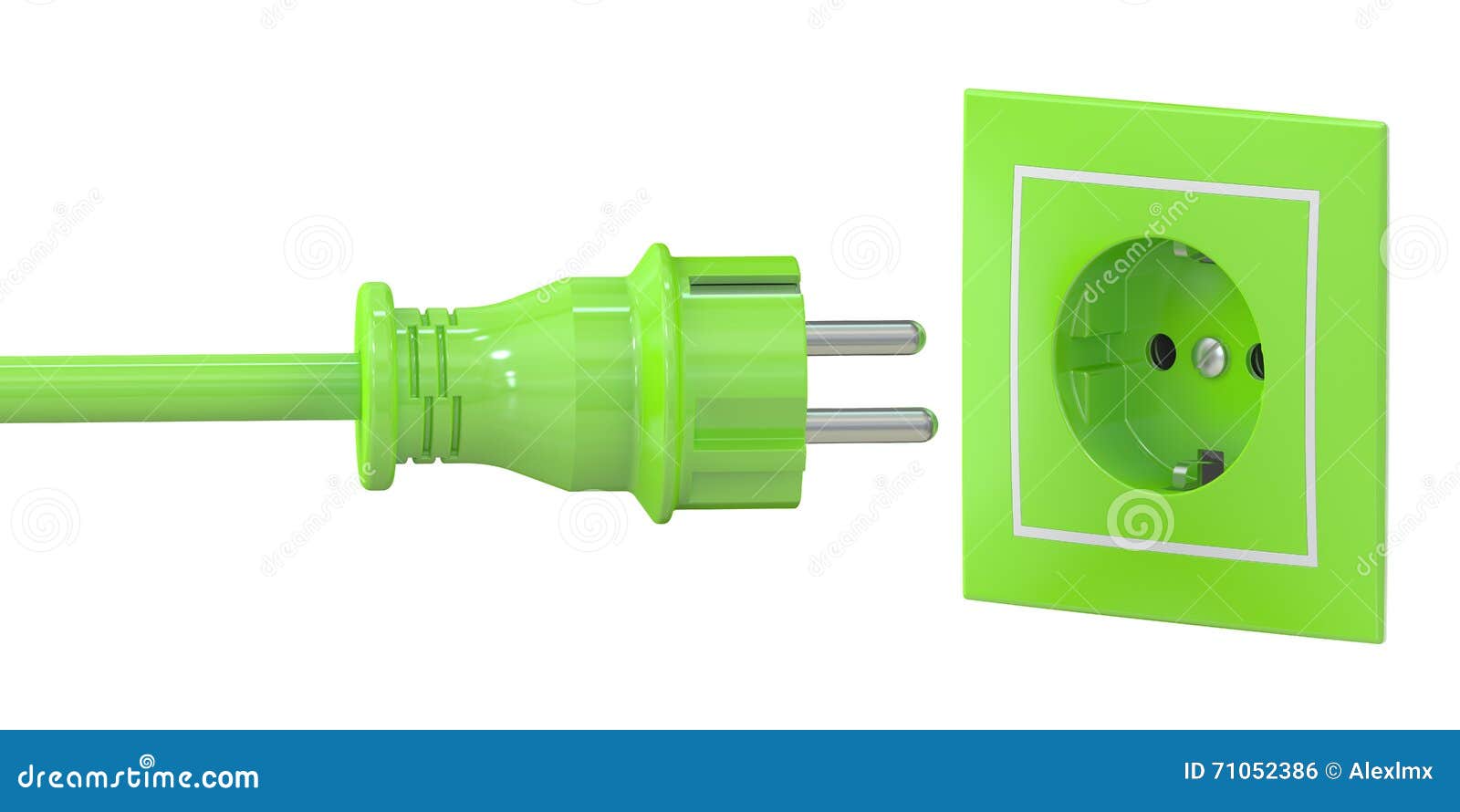 Green Electric Plug and Socket, Green Energy Concept. 3D Rendering ...