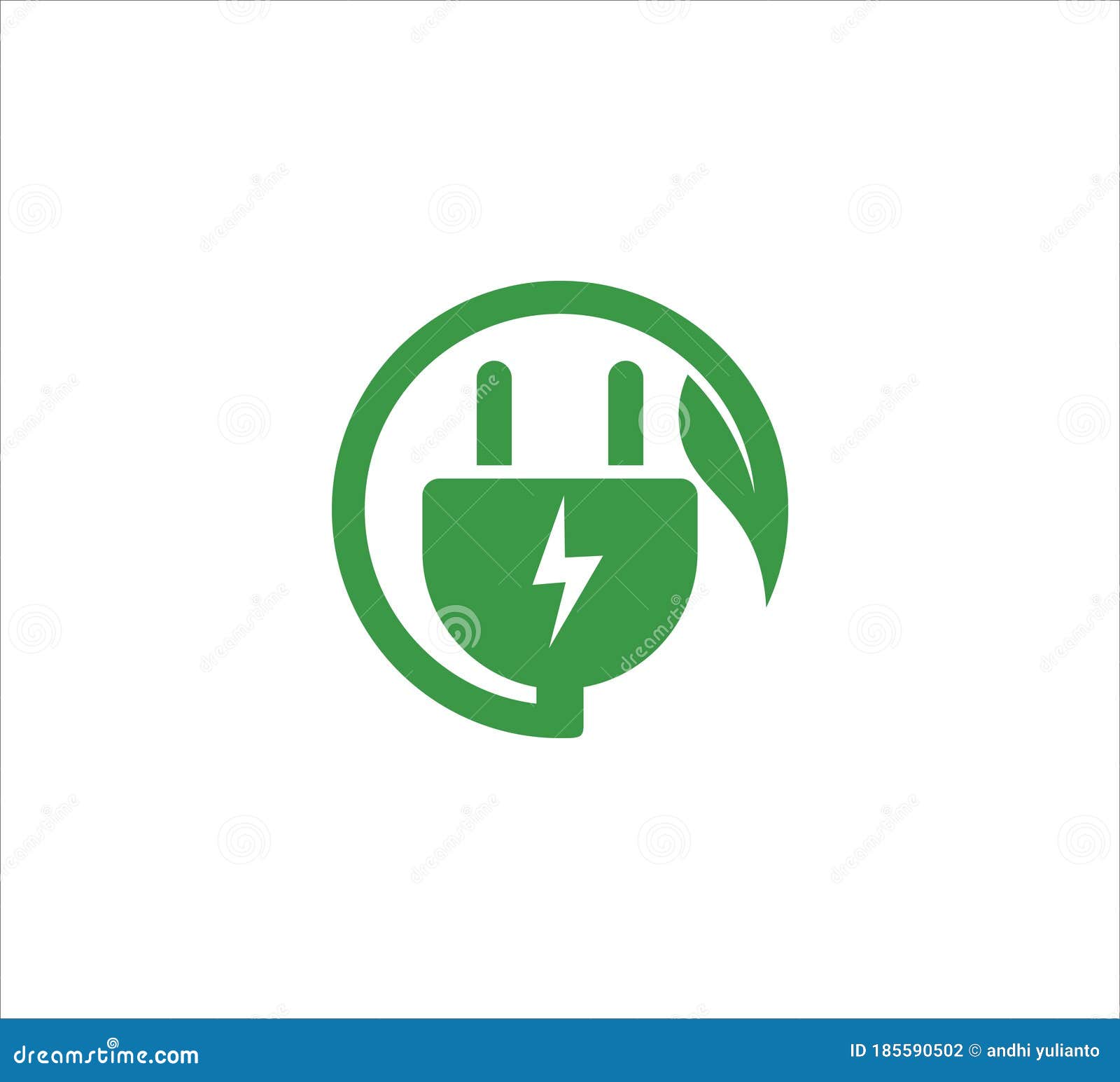 Green Electric Plugin Inside Circle with Leaf Vector Icon Logo Design ...