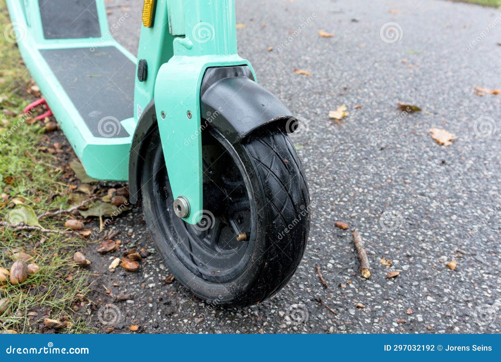 Green Electric Scooter with a Small Front Wheel Stock Photo - Image of ...