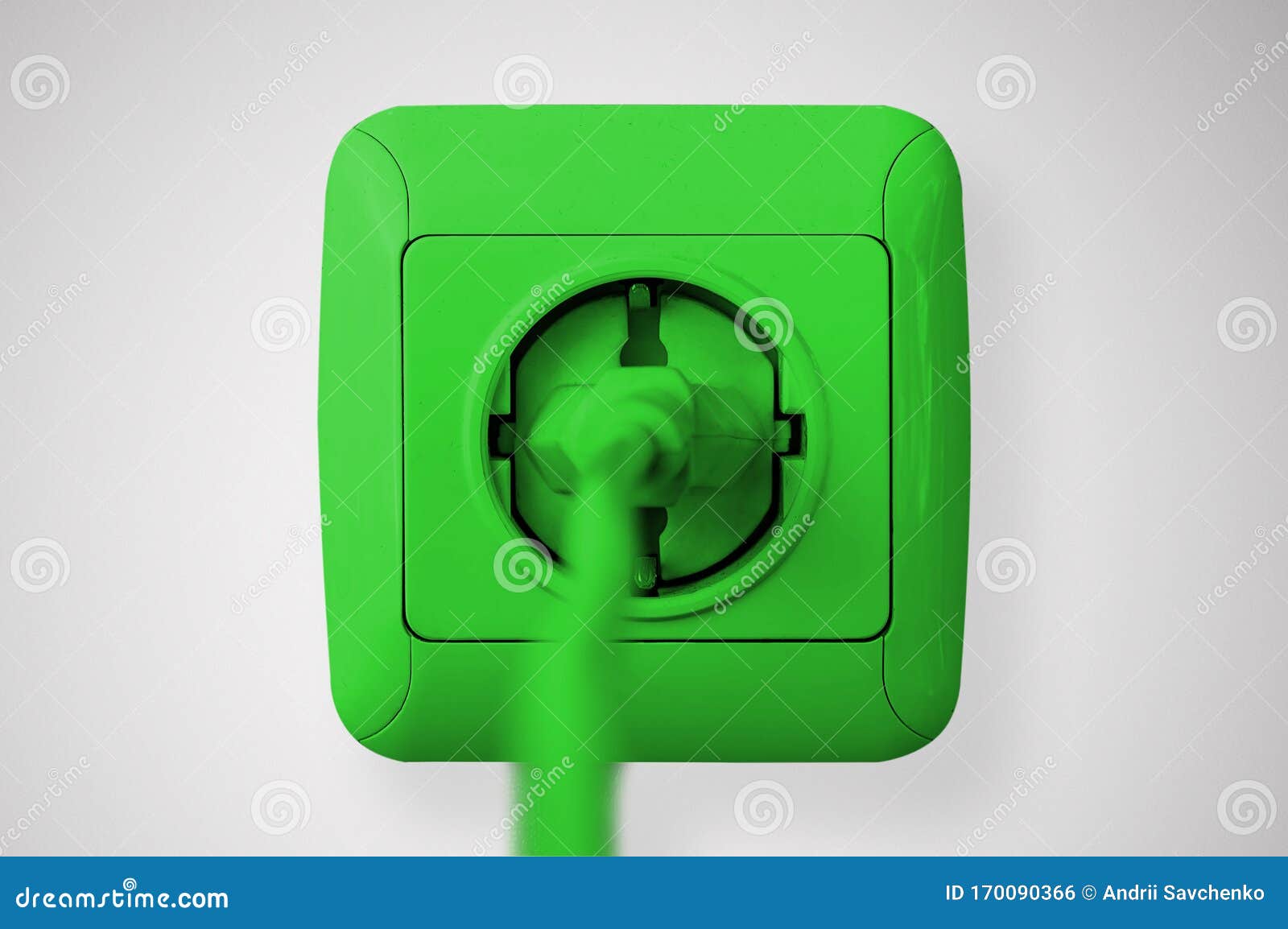 Green Electric Socket on the Wall. Close-up Stock Photo - Image of ...