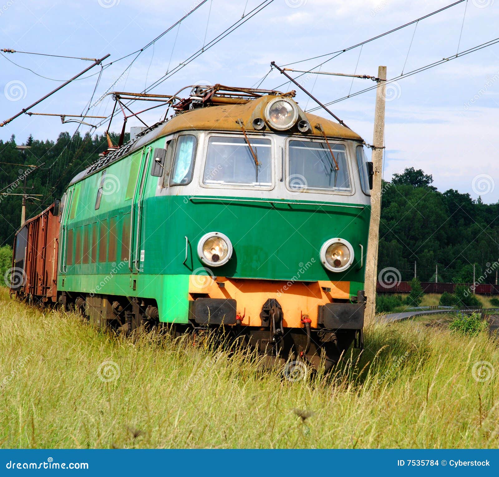 Green electric train stock photo. Image of museum, landscape - 7535784