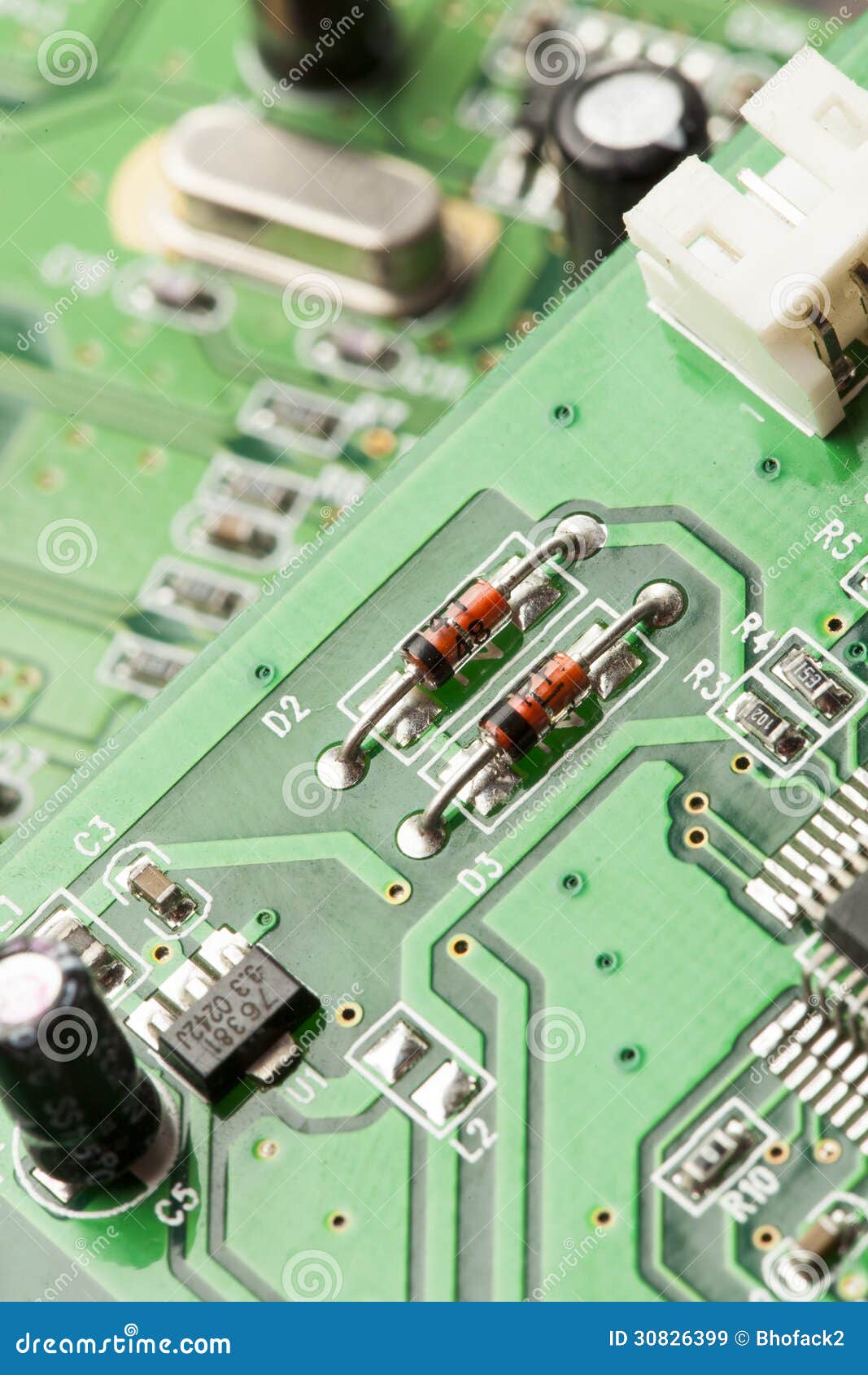 Green Electrical Circuit Board with Microchips and Transistors Stock ...
