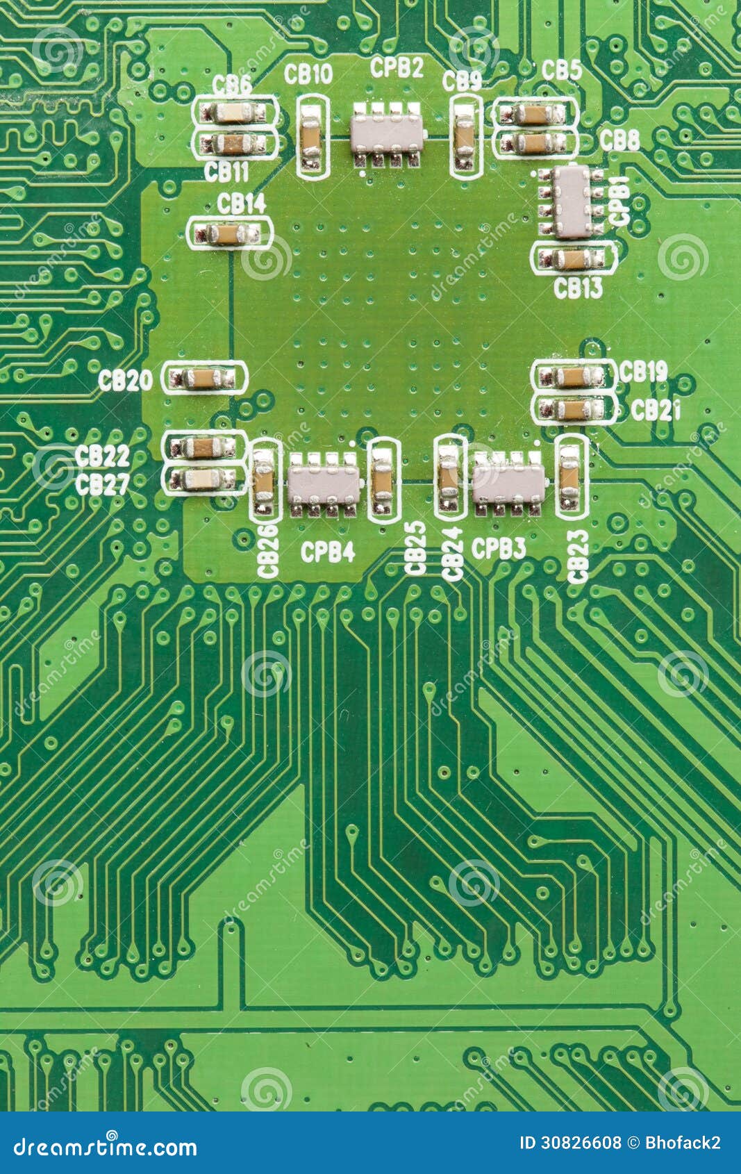 Green Electrical Circuit Board with Microchips and Transistors Stock ...
