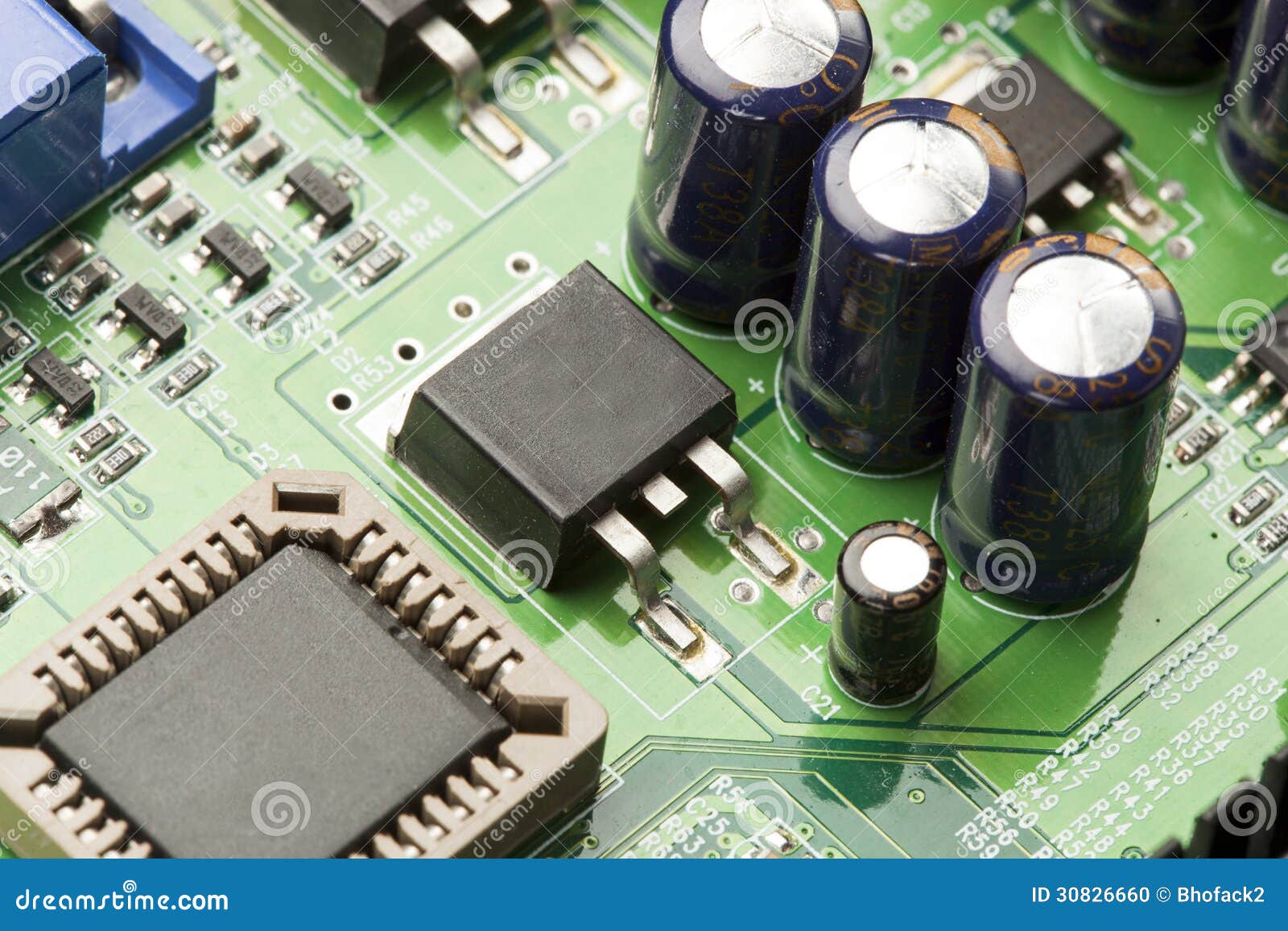 Green Electrical Circuit Board with Microchips and Transistors Stock ...