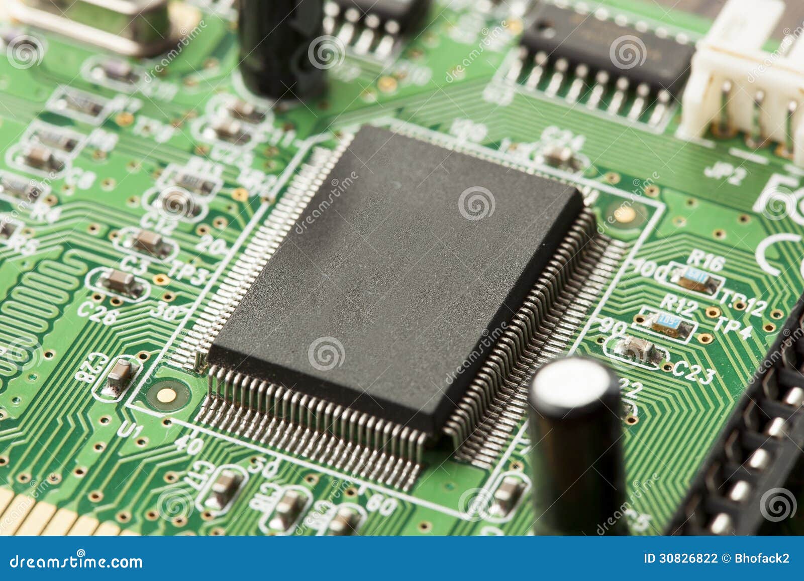 Green Electrical Circuit Board with Microchips and Transistors Stock ...