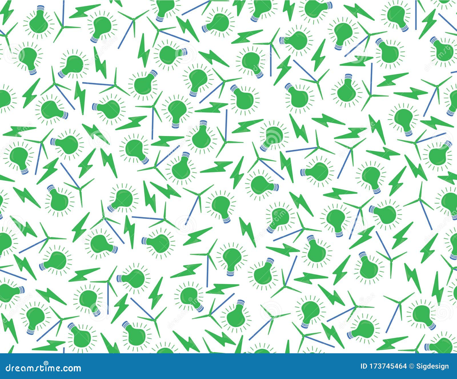 Green Electricity Green Blue White Seamless Pattern Stock Vector ...