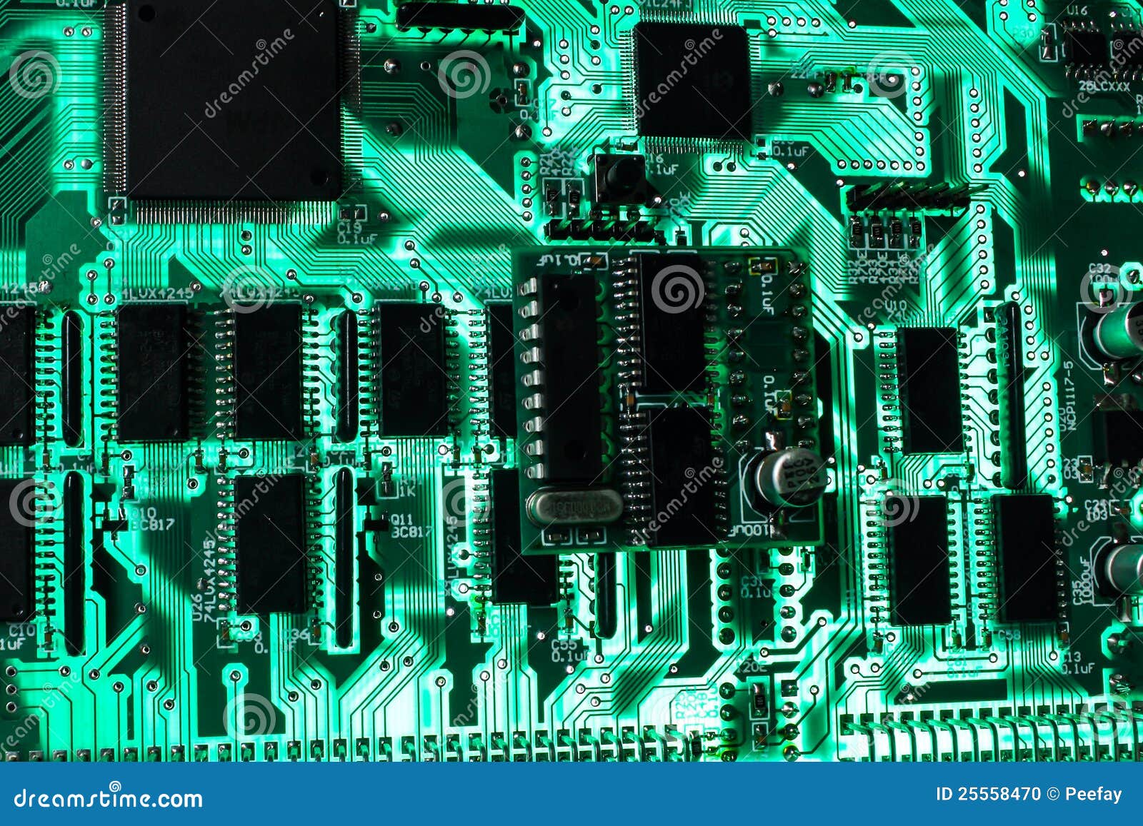 Green electronic board stock photo. Image of close, computer - 25558470
