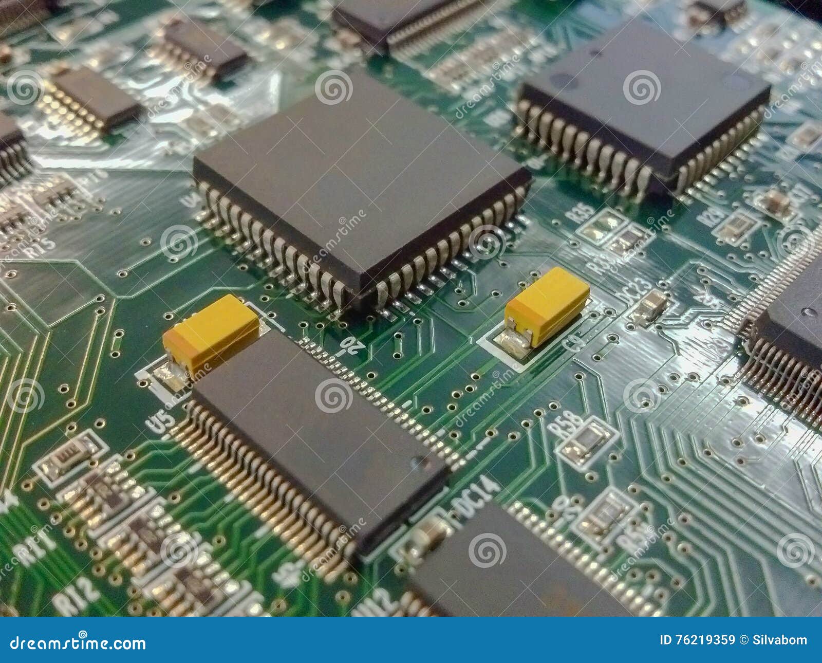 Green Electronic Board with Chip Sets Stock Image - Image of chipset ...