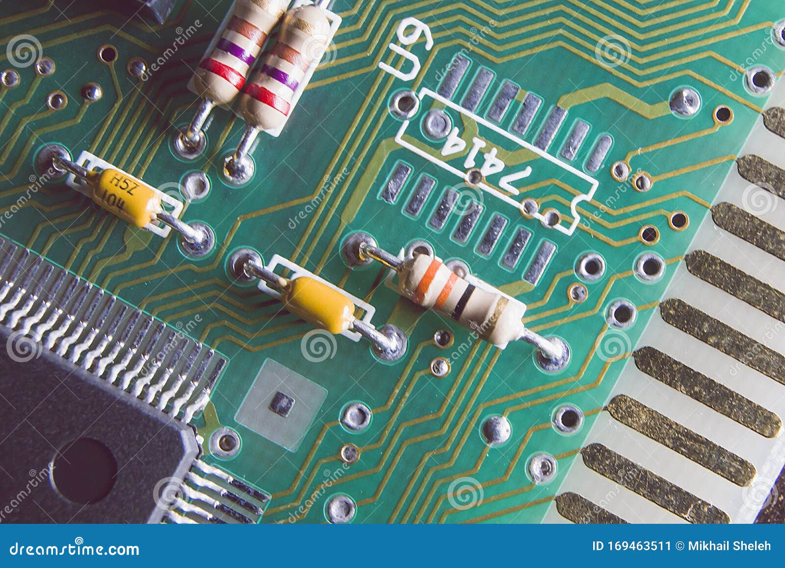 Green Electronic Board with Chips and Components Stock Image - Image of ...