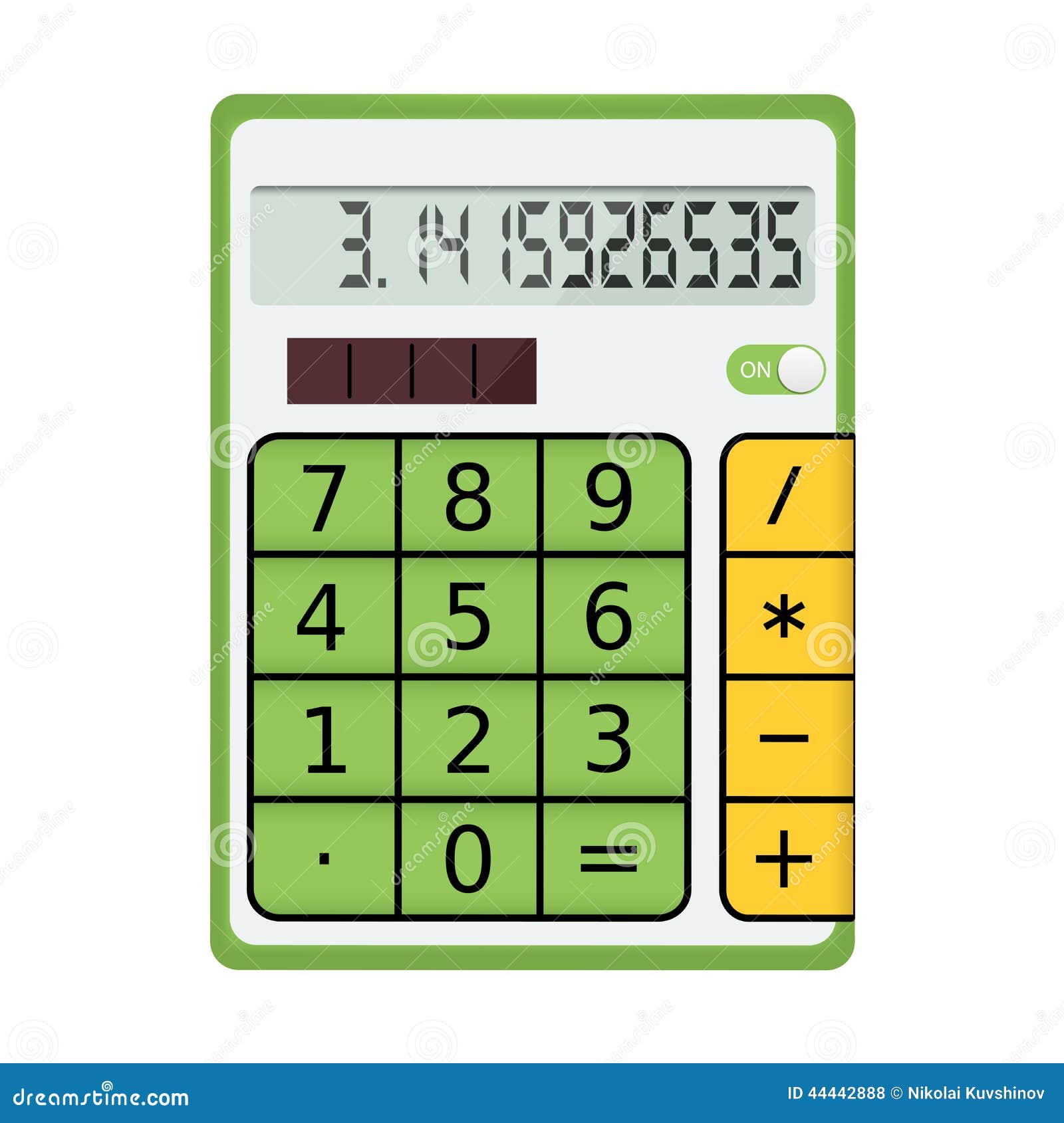 Green Electronic Calculator with a Solar Panel Stock Vector ...