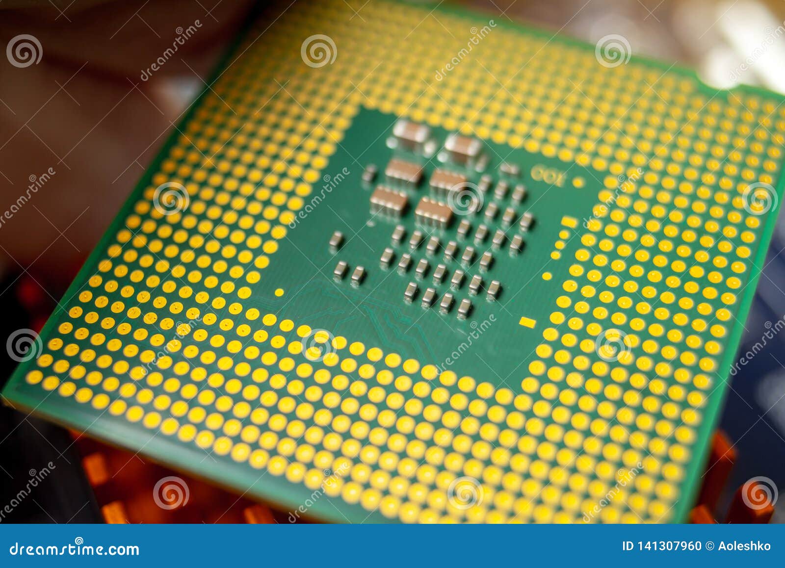 Green Electronic Chip CPU Closeup. Concept of High Technology and ...