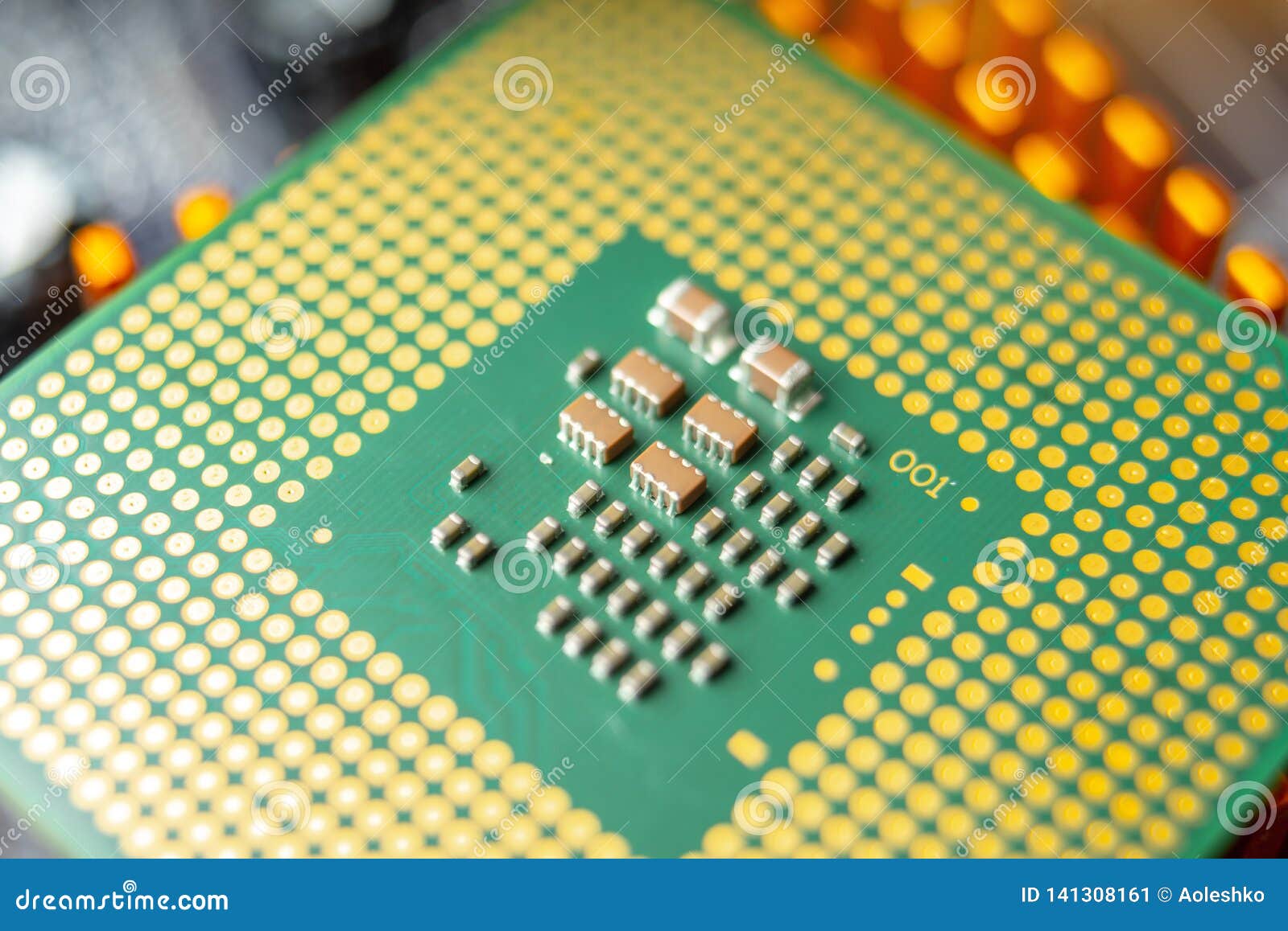 Green Electronic Chip CPU Closeup. Concept of High Technology and ...
