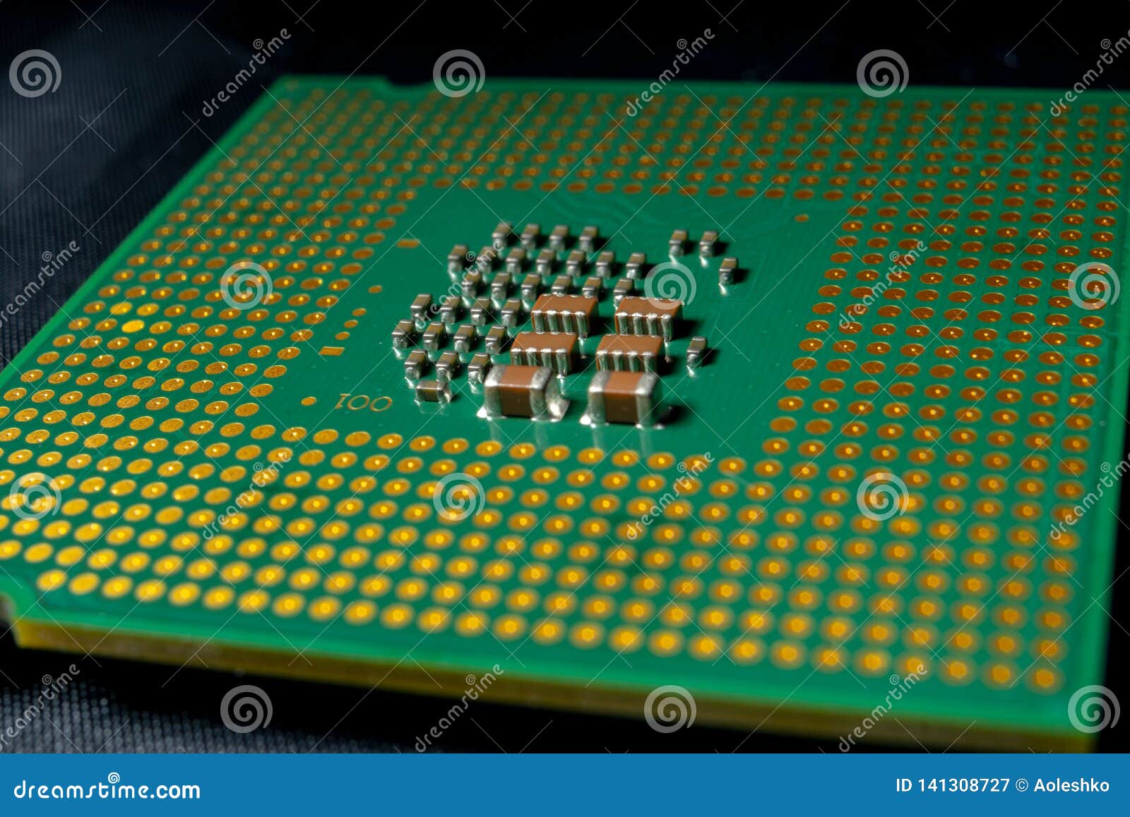 Green Electronic Chip CPU Closeup. Concept of High Technology and ...
