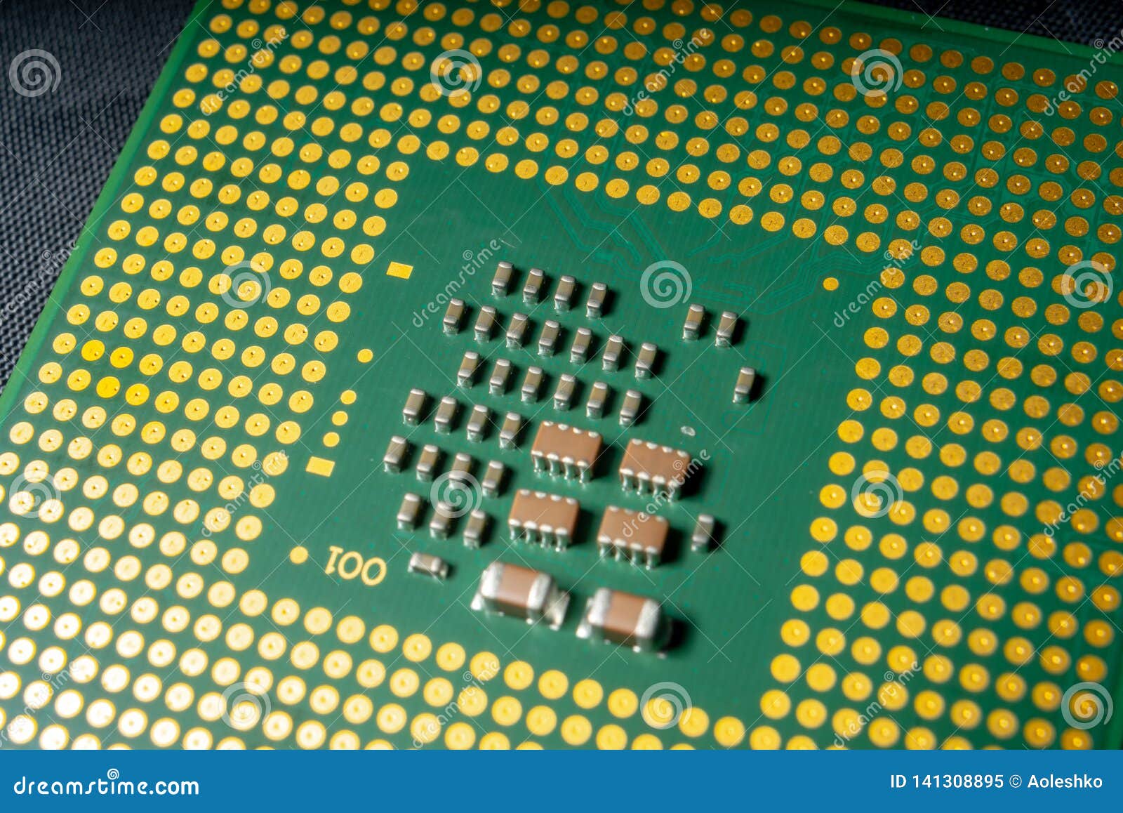 Green Electronic Chip CPU Closeup. Concept of High Technology and ...