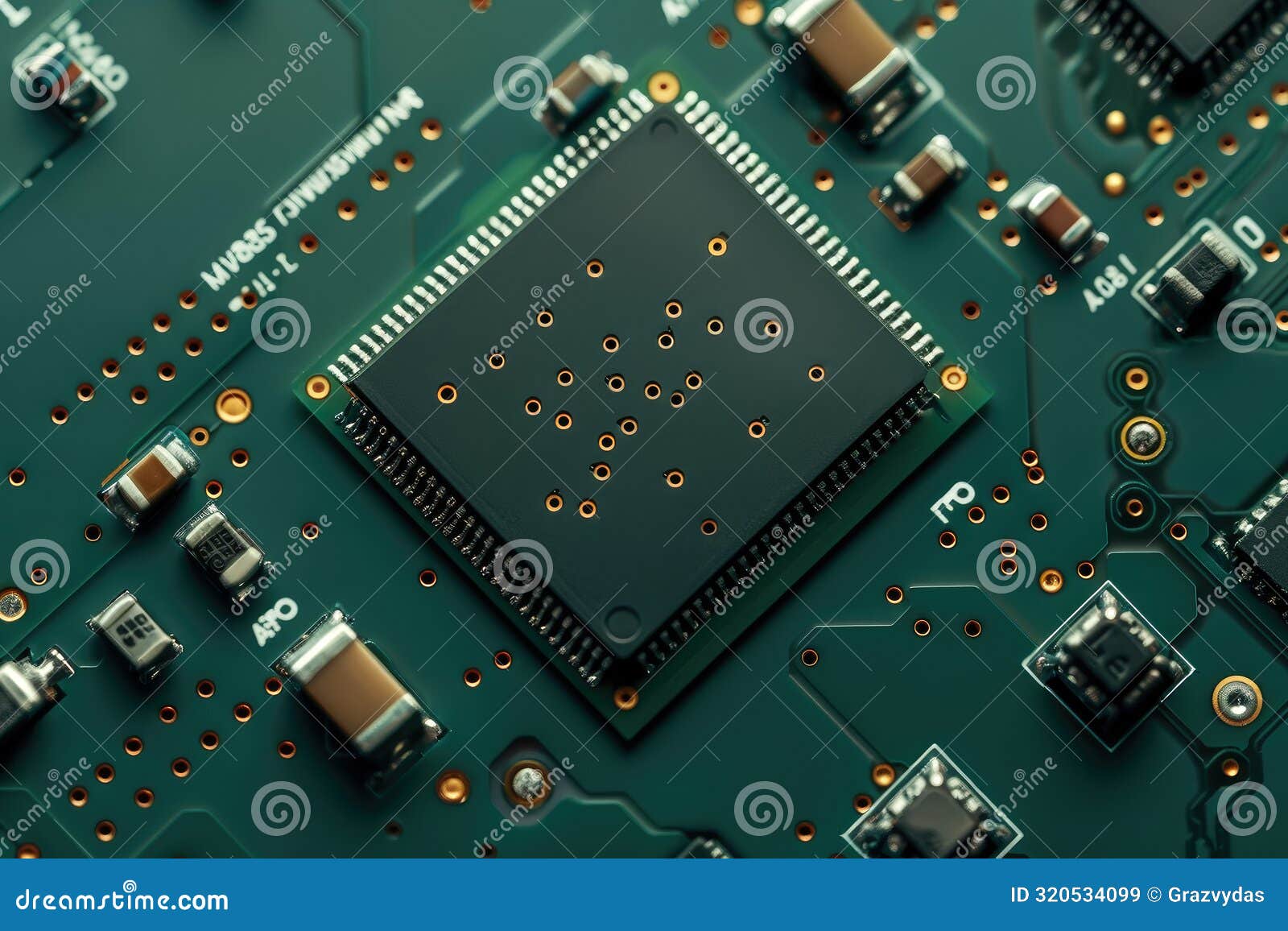 Green Electronic Circuit Board Close-up View. Printed Circuit Board ...