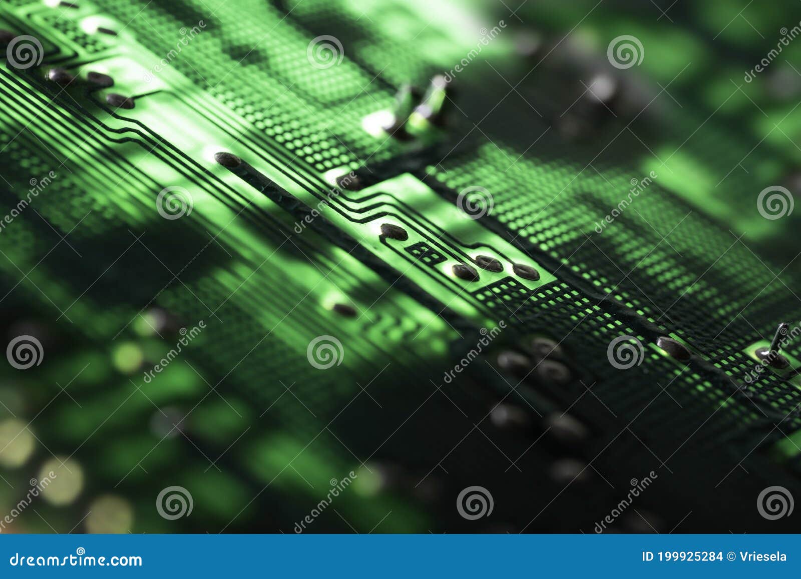 Green Electronic Circuit Board with Electrical Components Stock Photo ...
