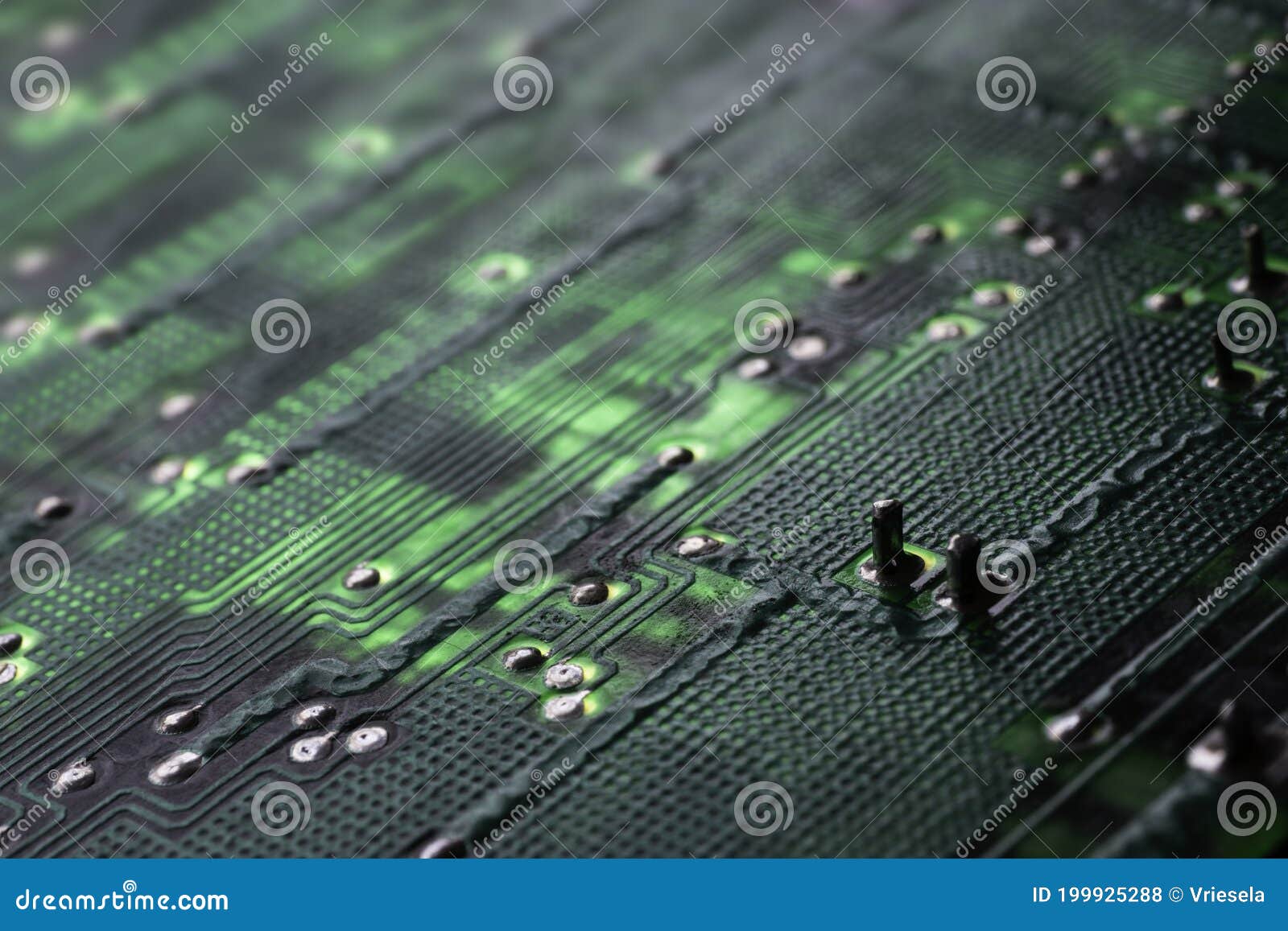 Green Electronic Circuit Board with Electrical Components Stock Photo ...