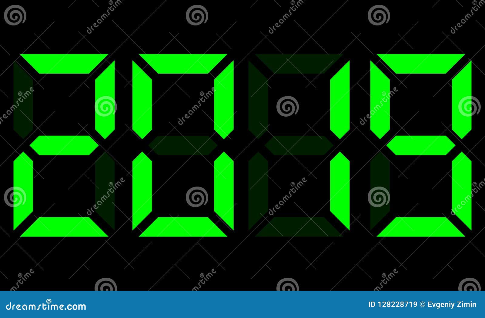Green Electronic Numbers 2019 on Black Background Stock Vector ...
