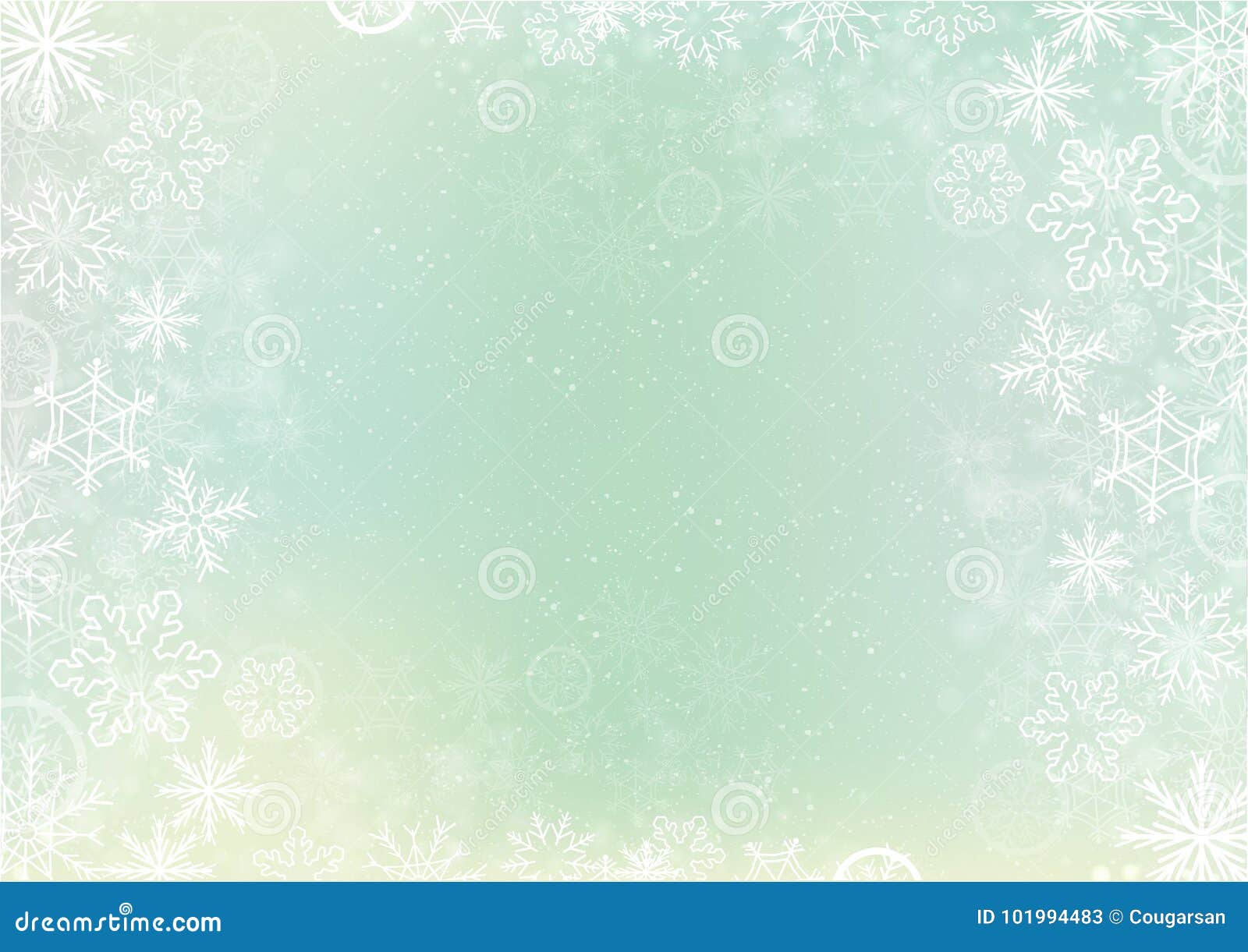 Green Elegant Winter Background with Snowflake Border Stock Vector ...