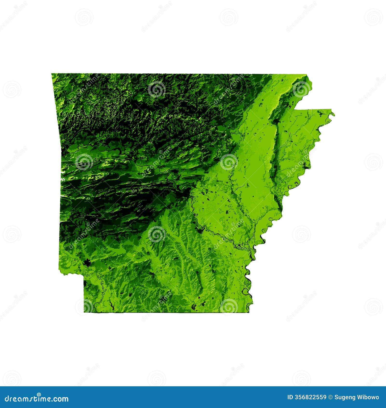 Green Elevation Map of Arkansas Stock Illustration - Illustration of elevation, arkansas: 356822559