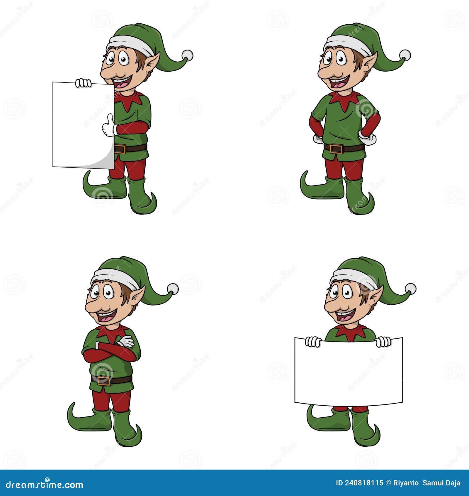 Green Elf Collection Color Illustration Stock Vector - Illustration of ...