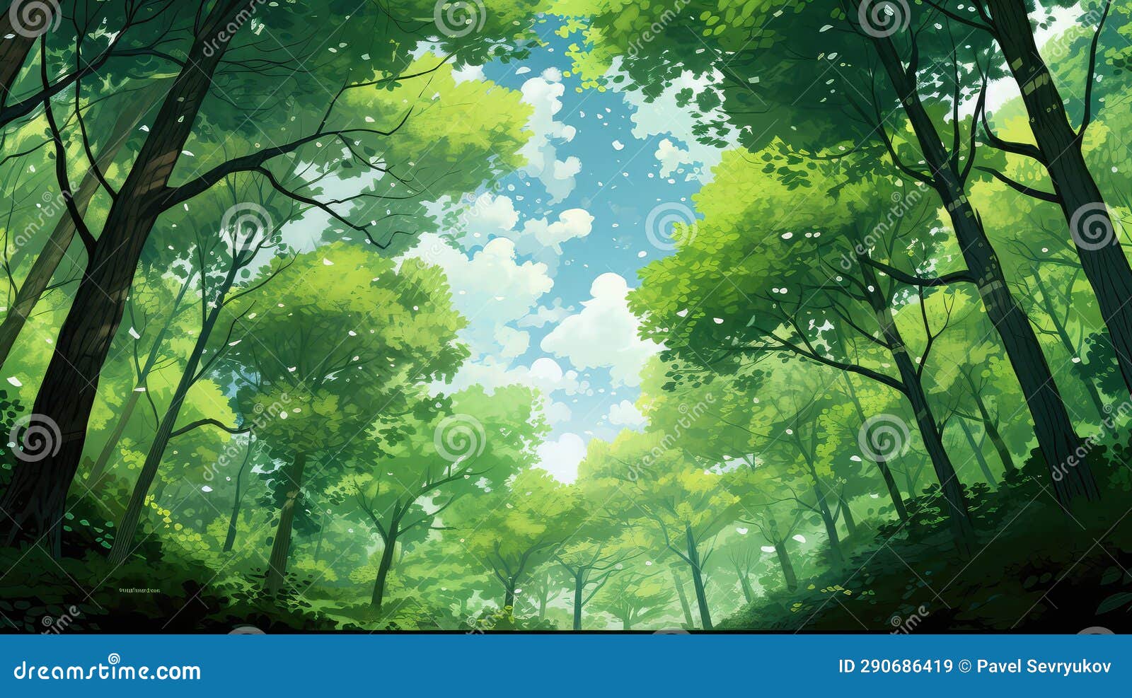 Green Emerald Canopy Towering Stock Illustration - Illustration of ...