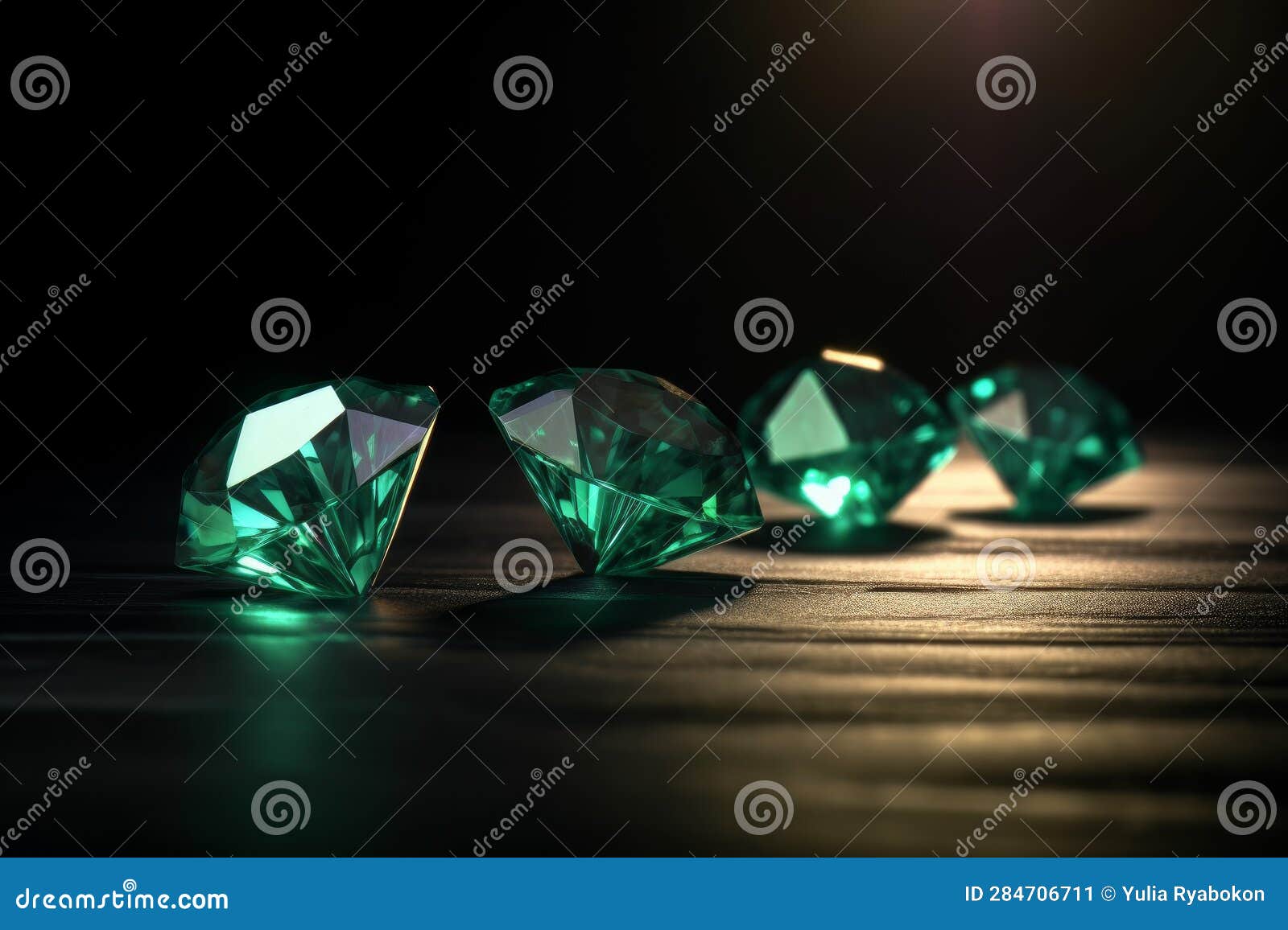 Green Emerald Gems Table. Generate Ai Stock Illustration - Illustration ...