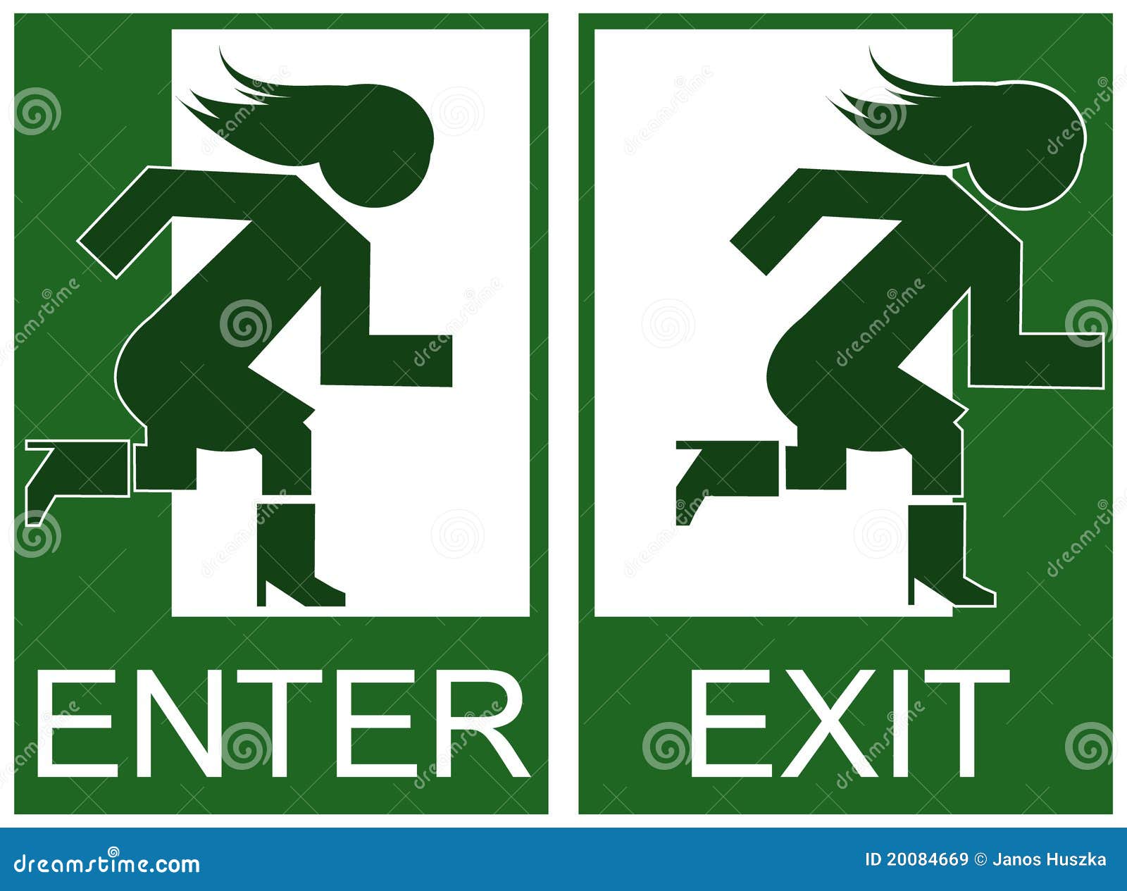 Green Emergency Exit and Enter Sign Stock Vector - Illustration of fire ...