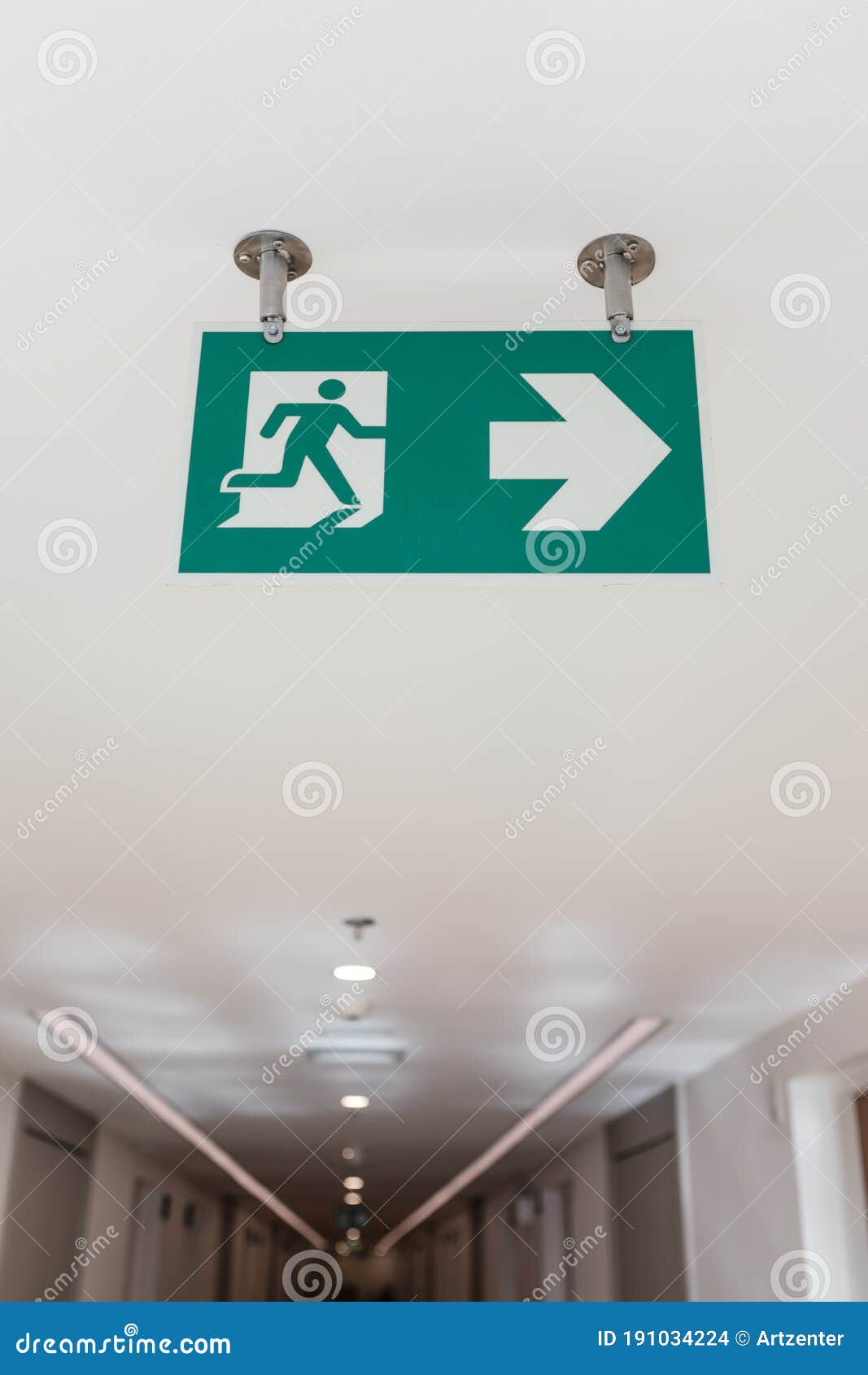 Green Emergency Exit or Fire Exit Hanging Sign Showing the Way To ...