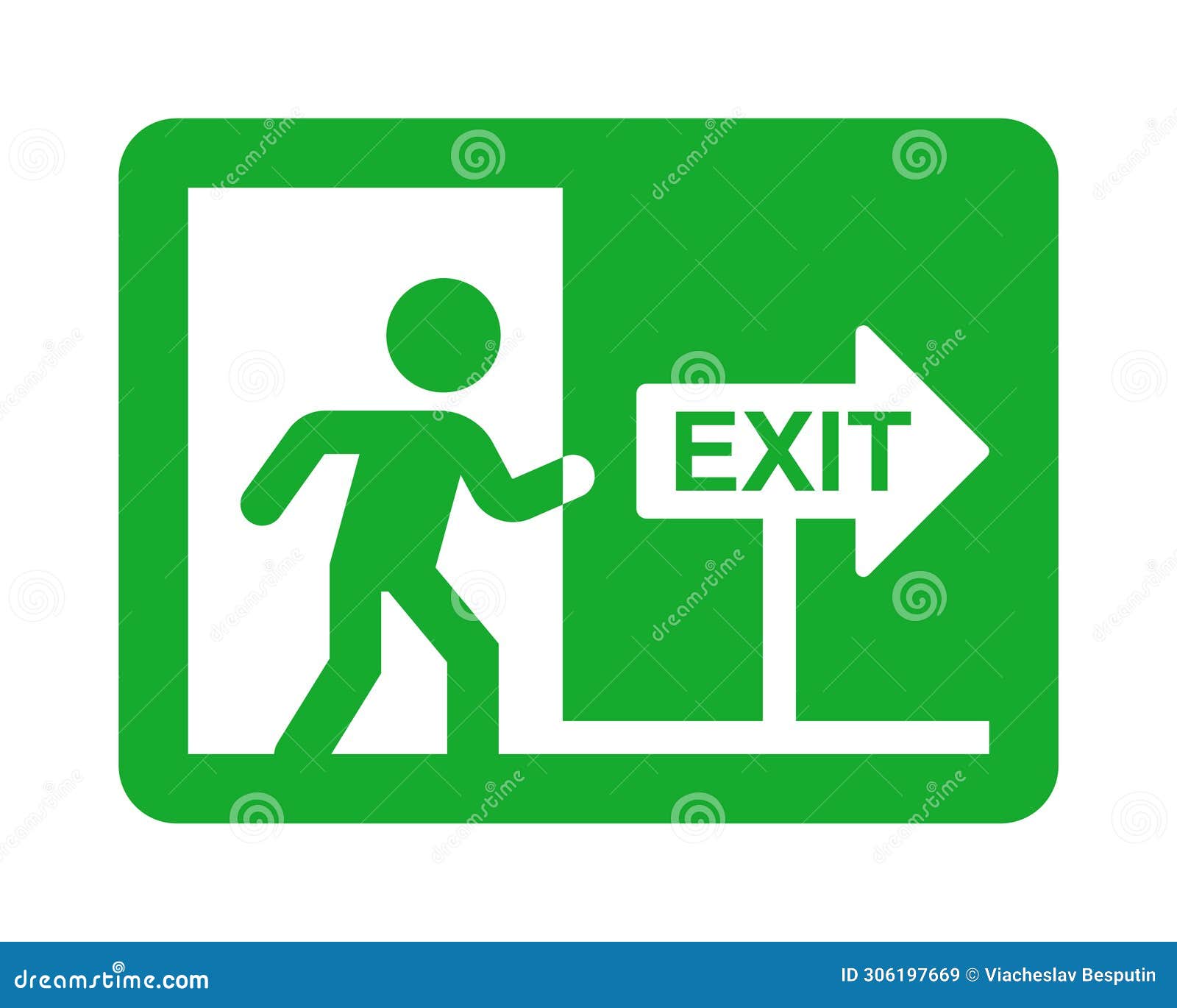 Green emergency exit icon. stock illustration. Illustration of danger ...