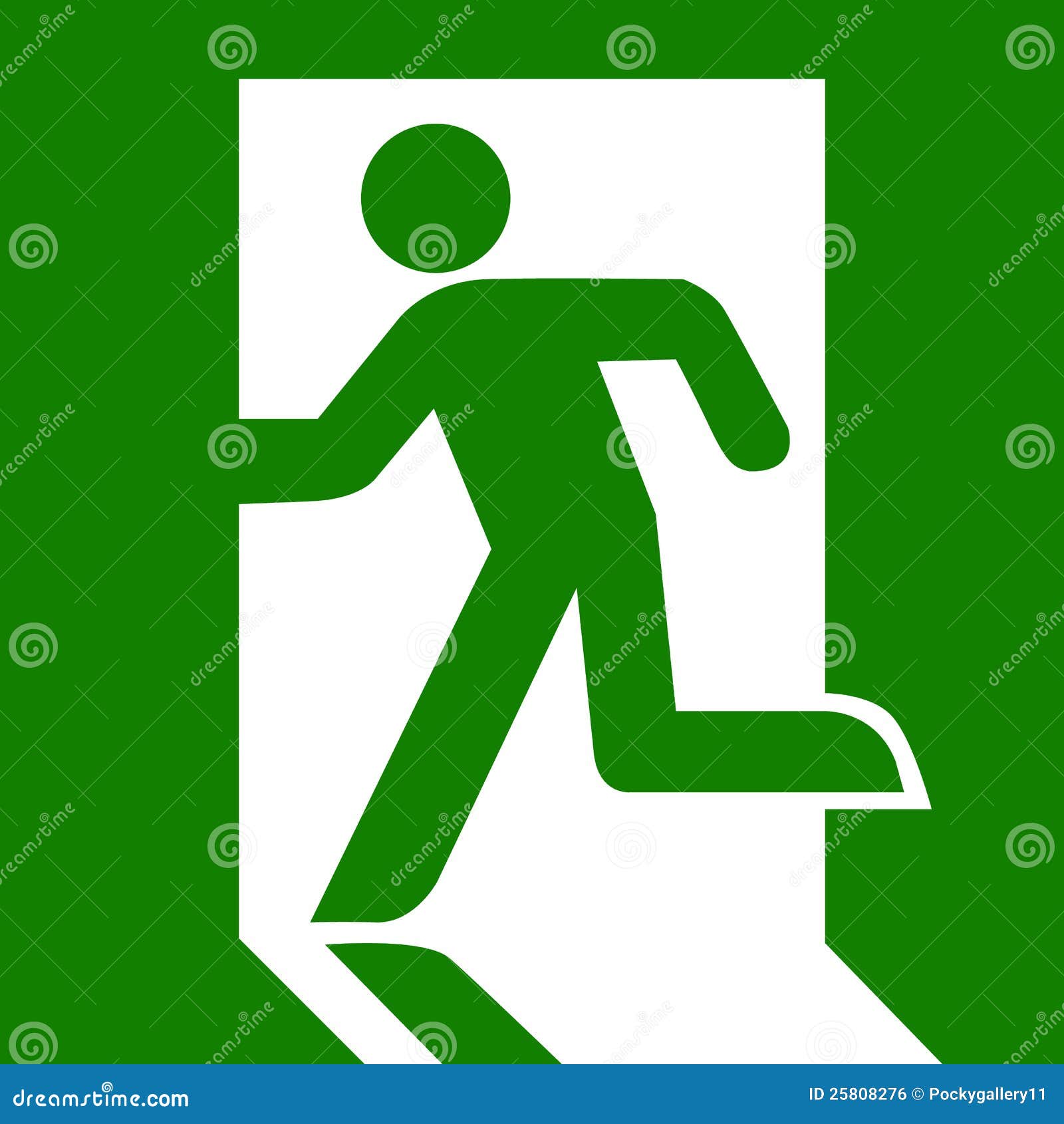 Green emergency exit sign stock vector. Illustration of fire - 25808276