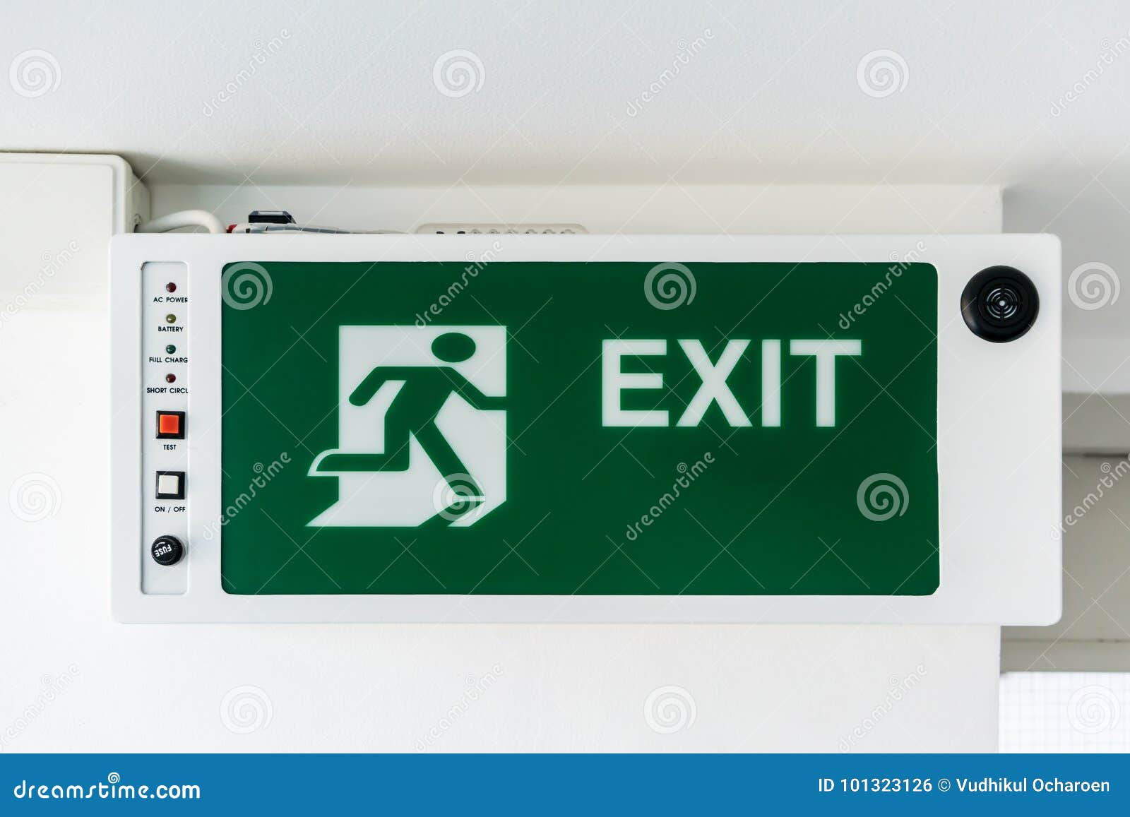 Emergency Exit Sign. Direction To the Escape Way Stock Photo - Image of ...