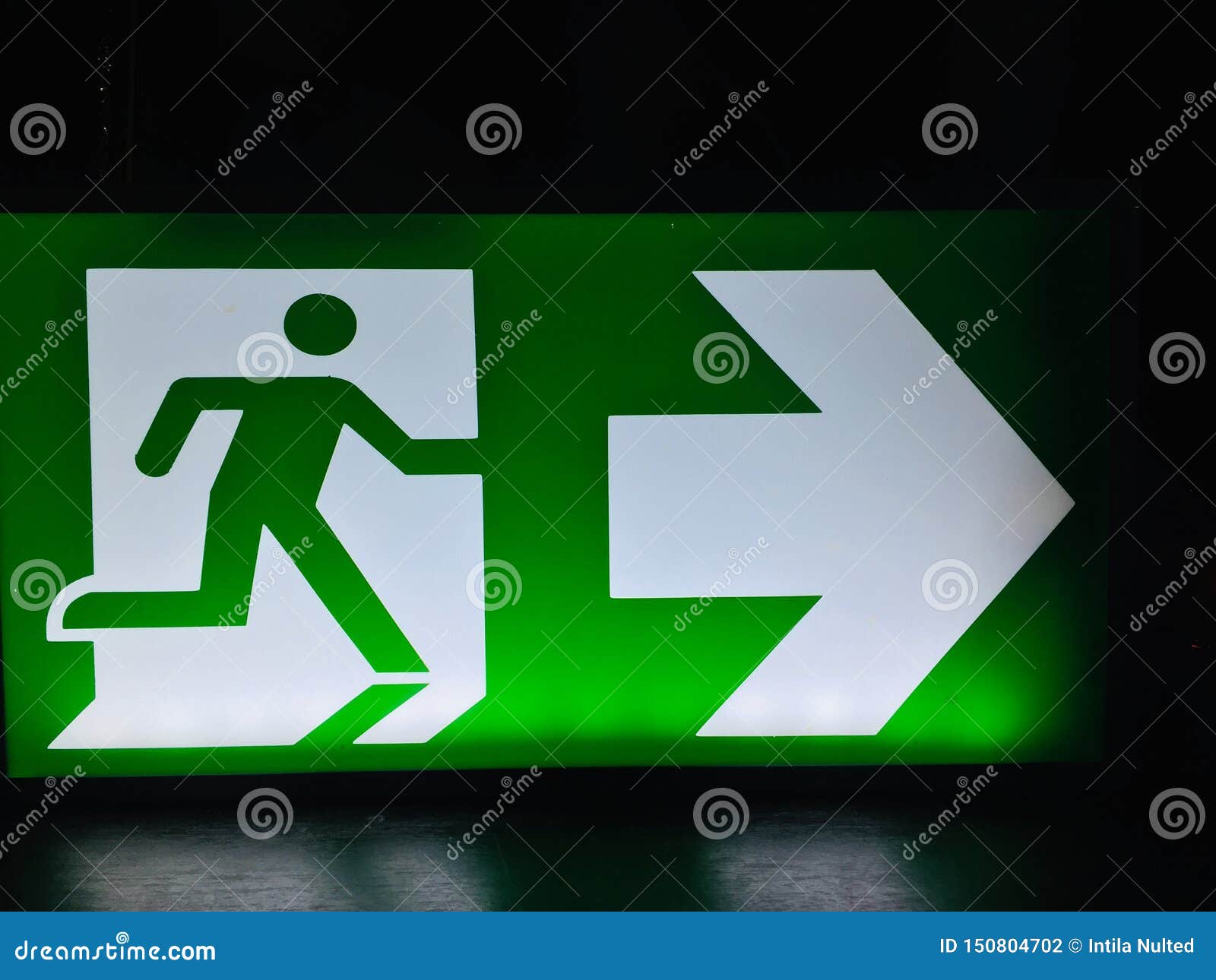 Green Emergency Exit Sign Escape, Evacuation Stock Photo - Image of ...